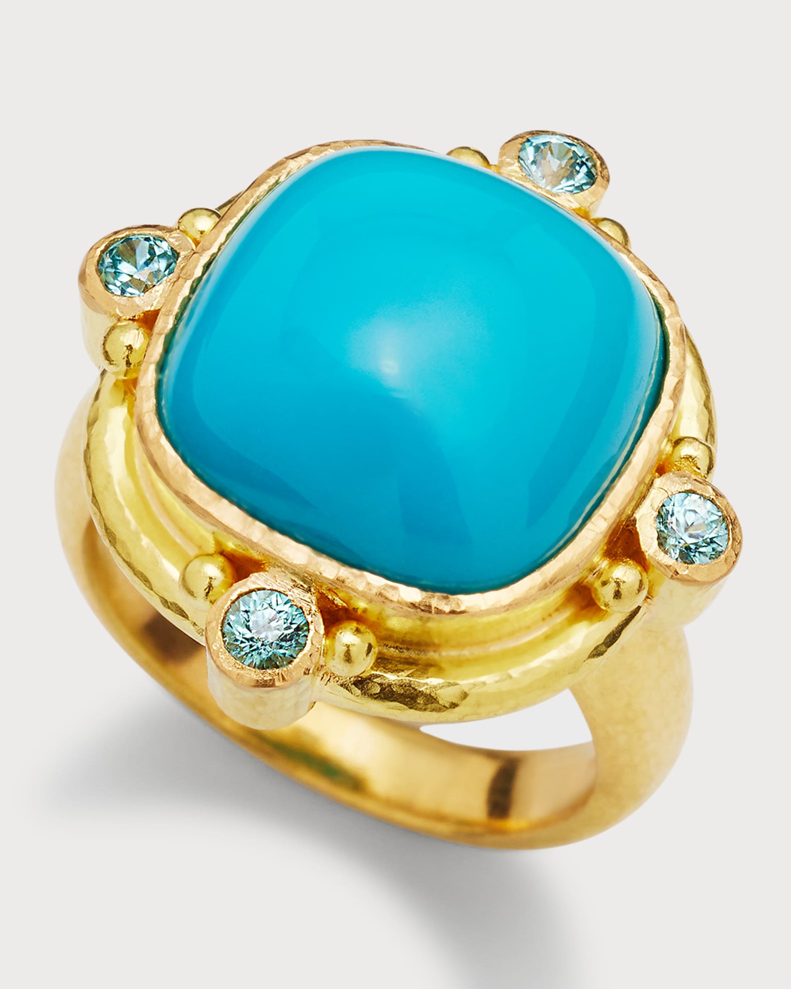 Elizabeth Locke 19K Square Cushion Sleeping Beauty Turquoise Ring, Size ...