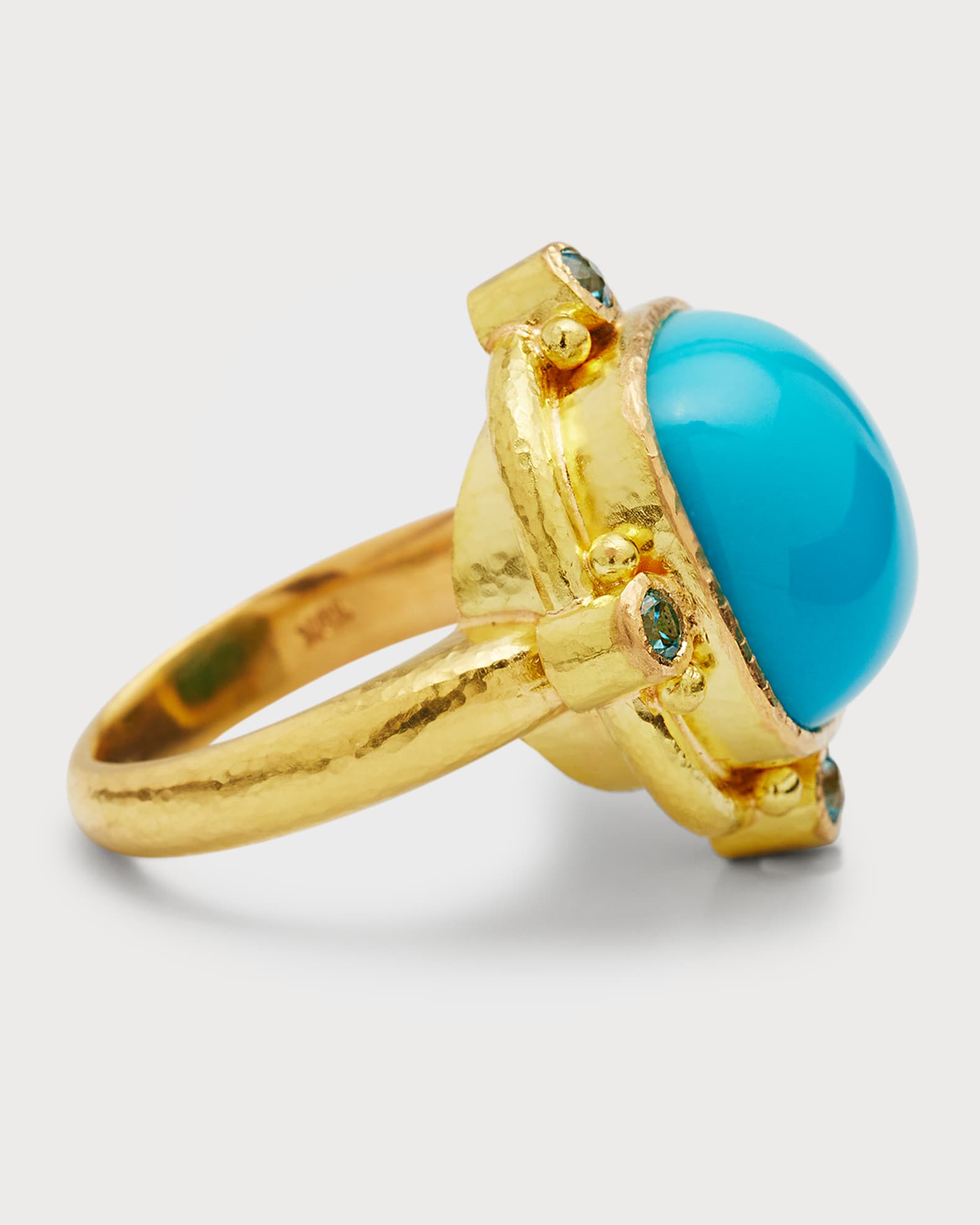 Elizabeth Locke 19K Square Cushion Sleeping Beauty Turquoise Ring, Size ...