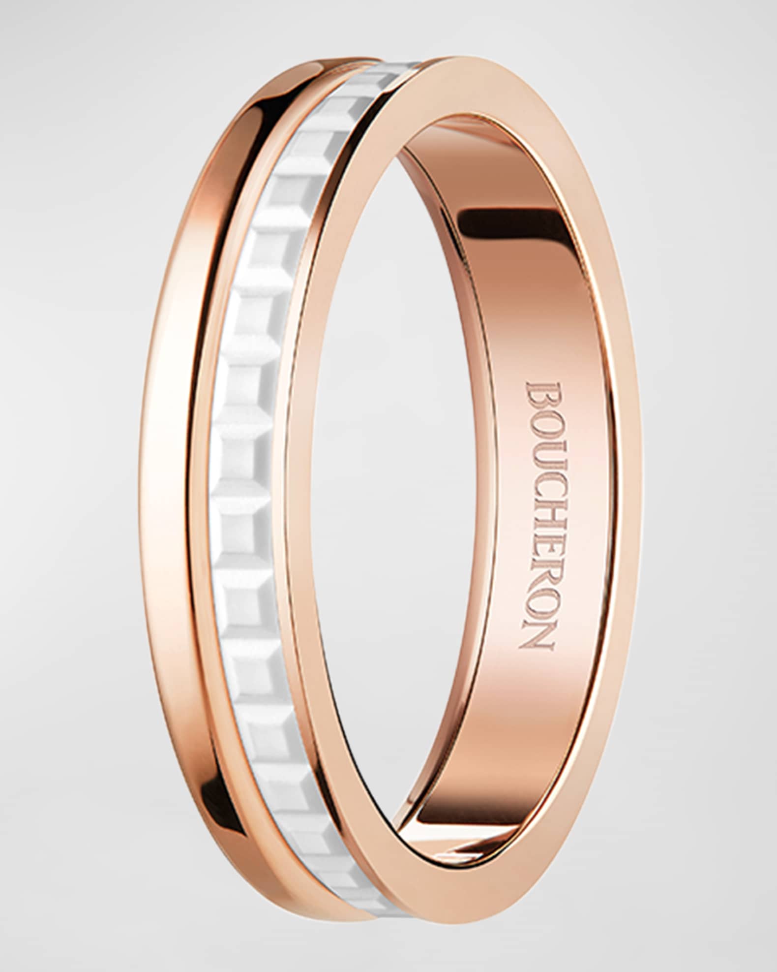 Boucheron Quatre 18K Rose Gold & Ceramic Band Ring | Neiman Marcus