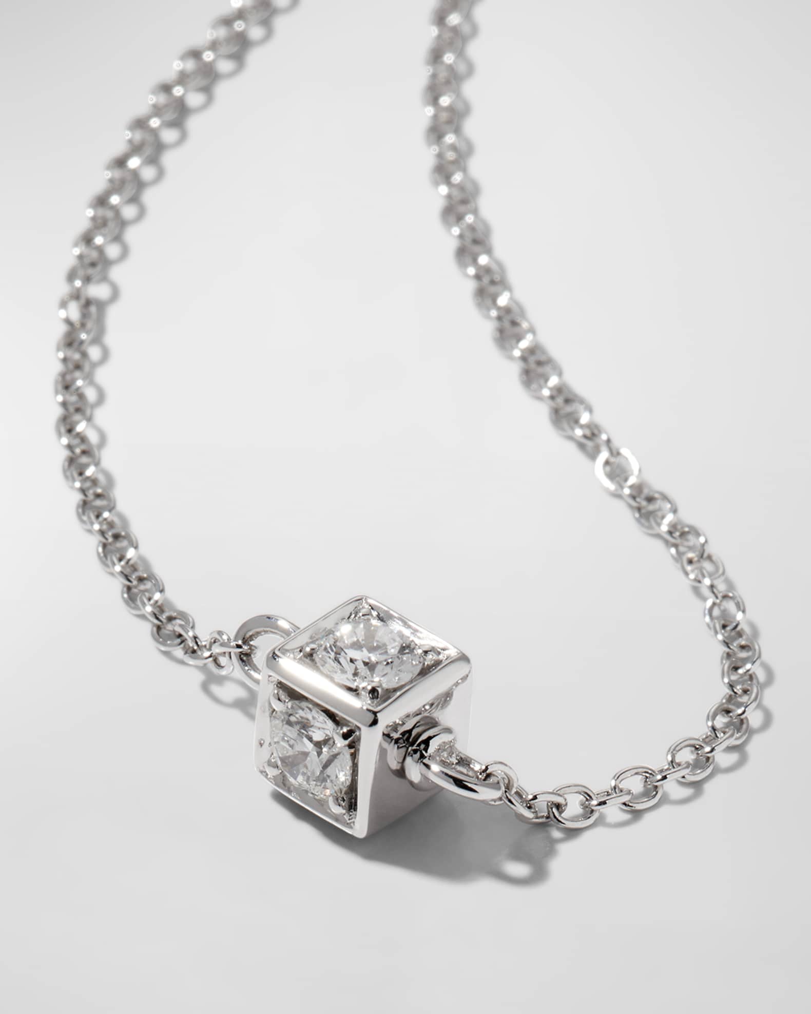Miseno 18K White Gold Diamond Cube Pendant Necklace | Neiman Marcus