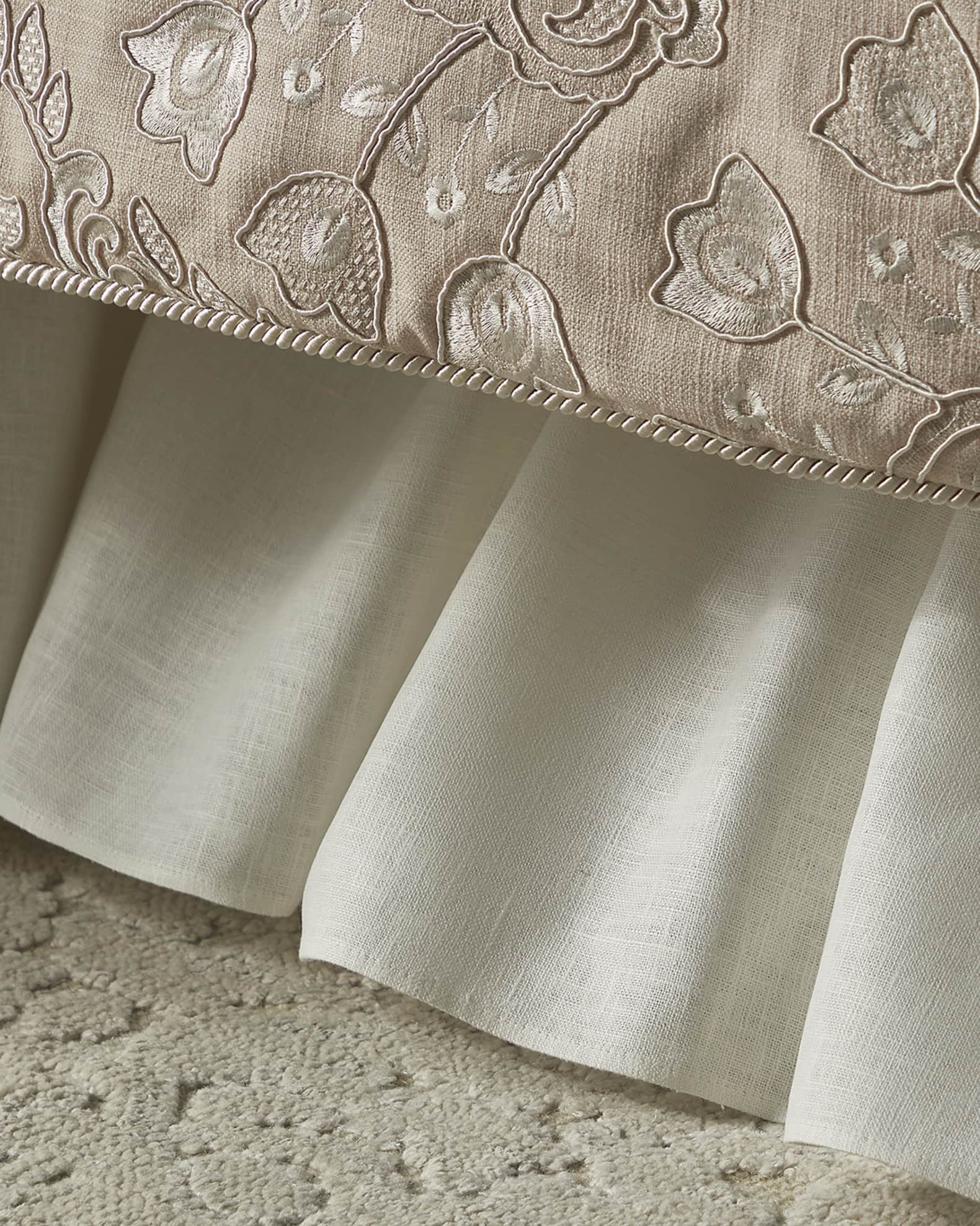 Austin Horn Collection Tulip Embroidered Ruffle Dust Skirt, Queen ...