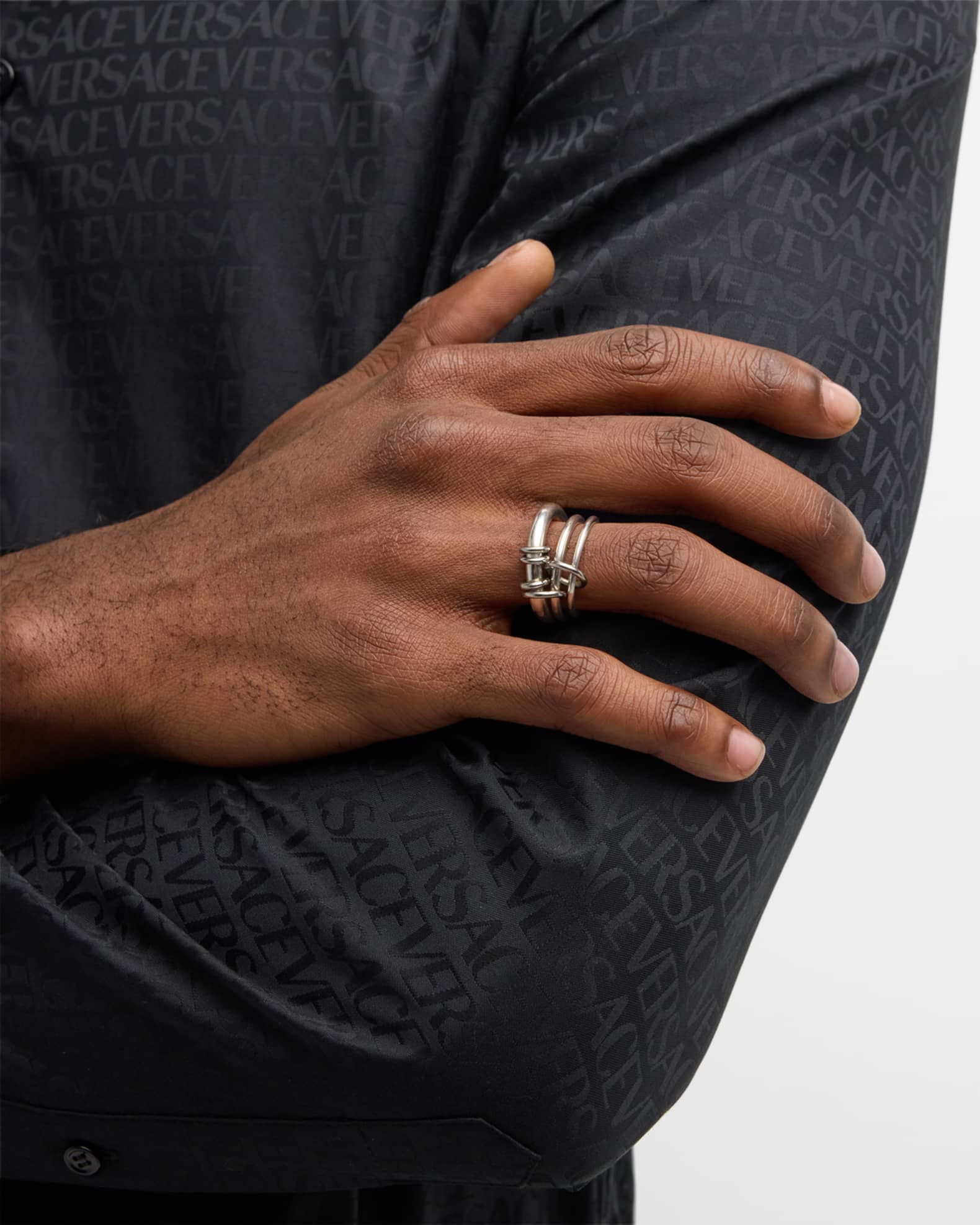 Spinelli Kilcollin Men's Orion Sterling Silver and Black Gold 3-Link ...