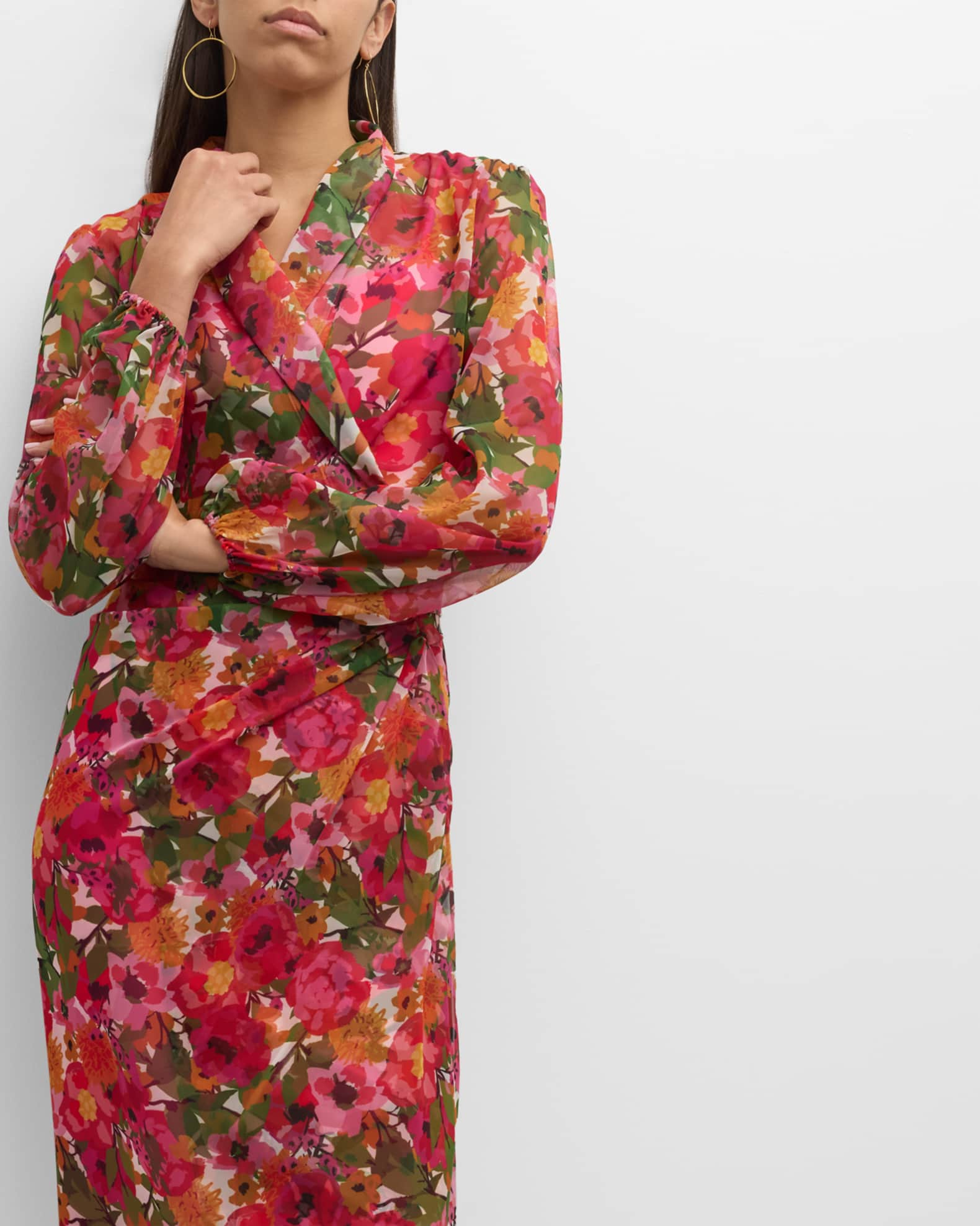 Chiara Boni La Petite Robe Floral-Print Chiffon Midi Wrap Dress ...