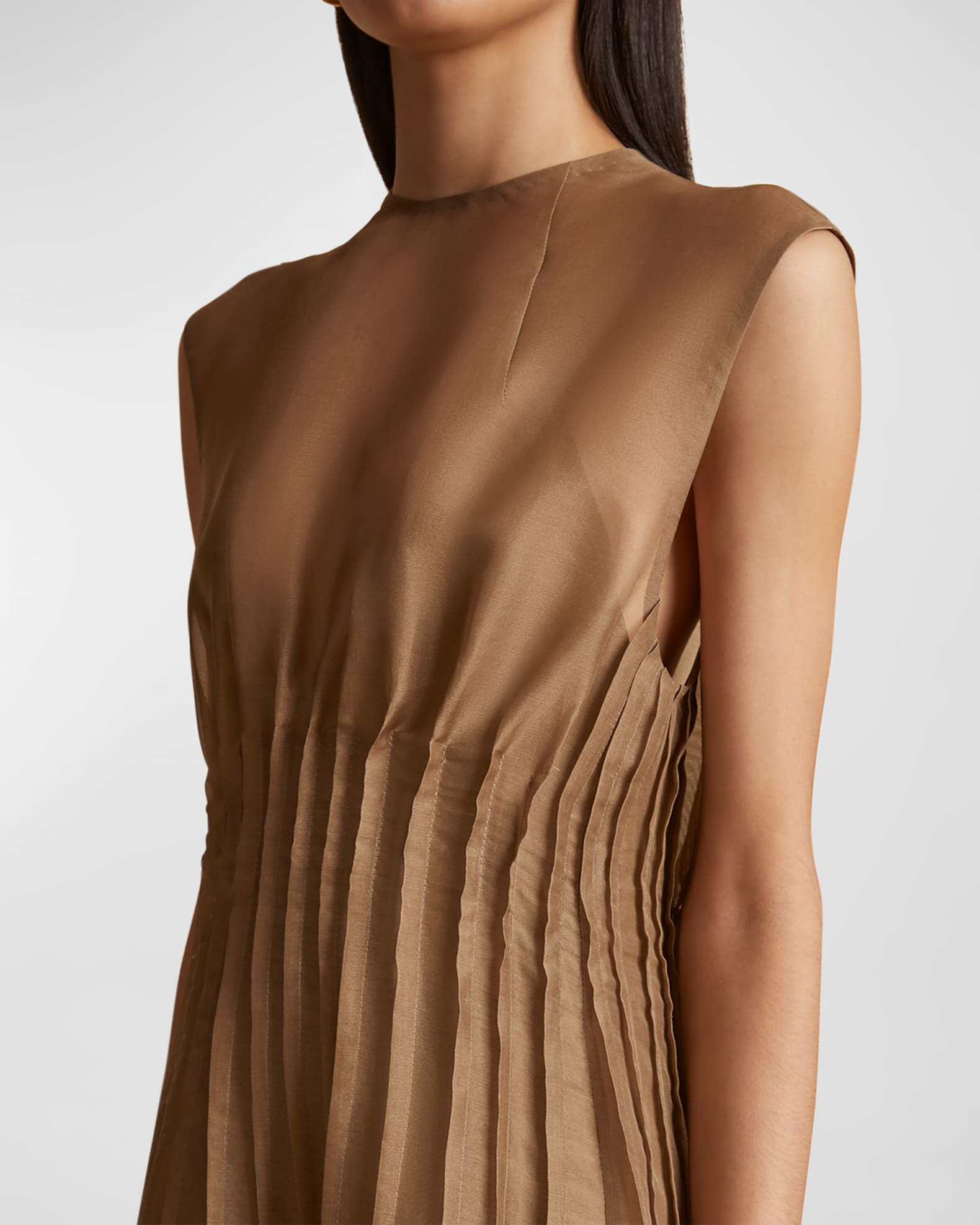Khaite Wes Pleated Silk Maxi Dress | Neiman Marcus