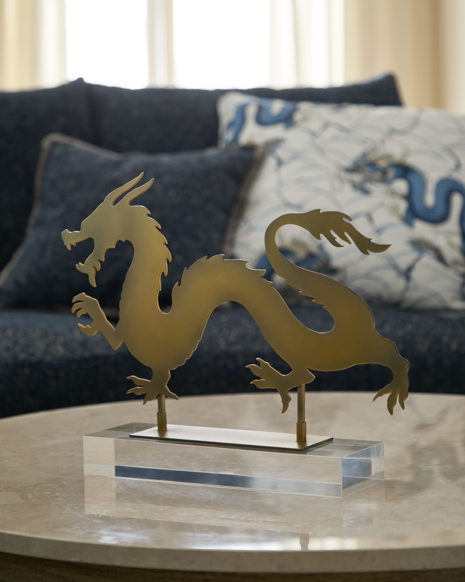 Horizontal Golden Haku Dragon Sculpture | Neiman Marcus