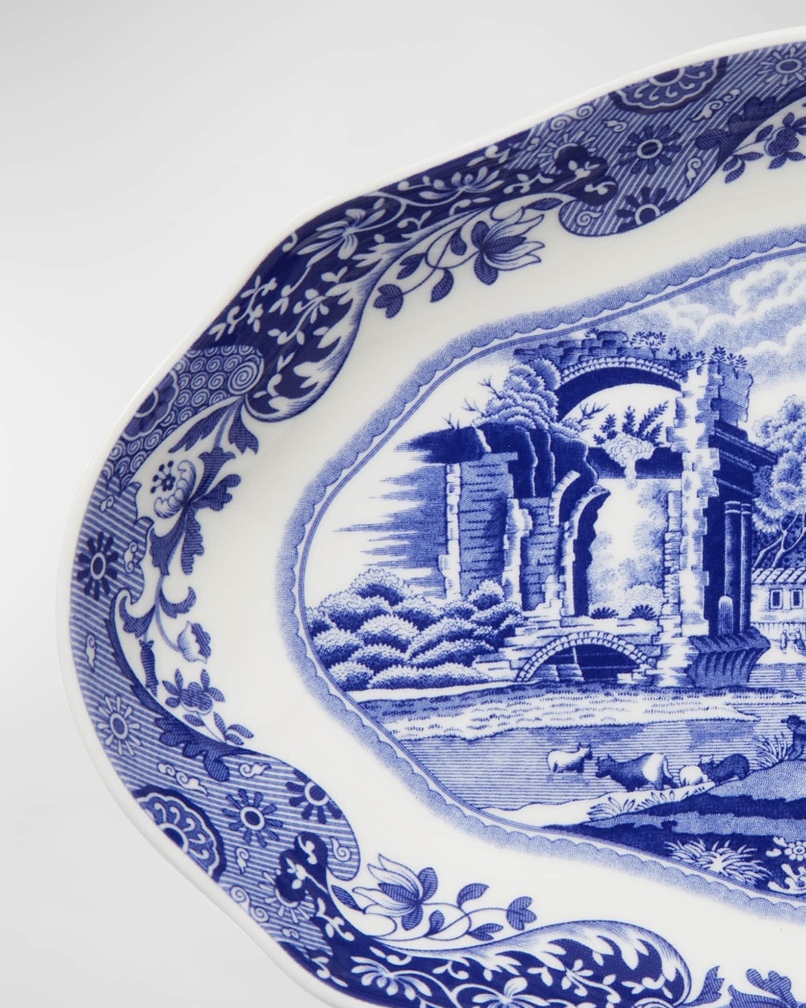 Spode Blue Italian Oval Fluted Dish | Neiman Marcus