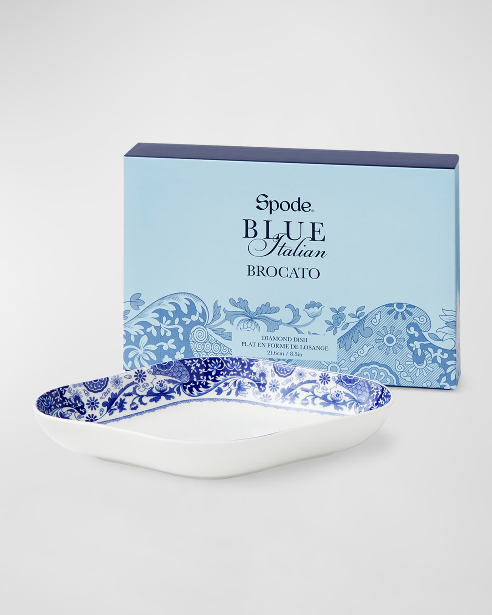 Spode Blue Italian Brocato Diamond Dish | Neiman Marcus