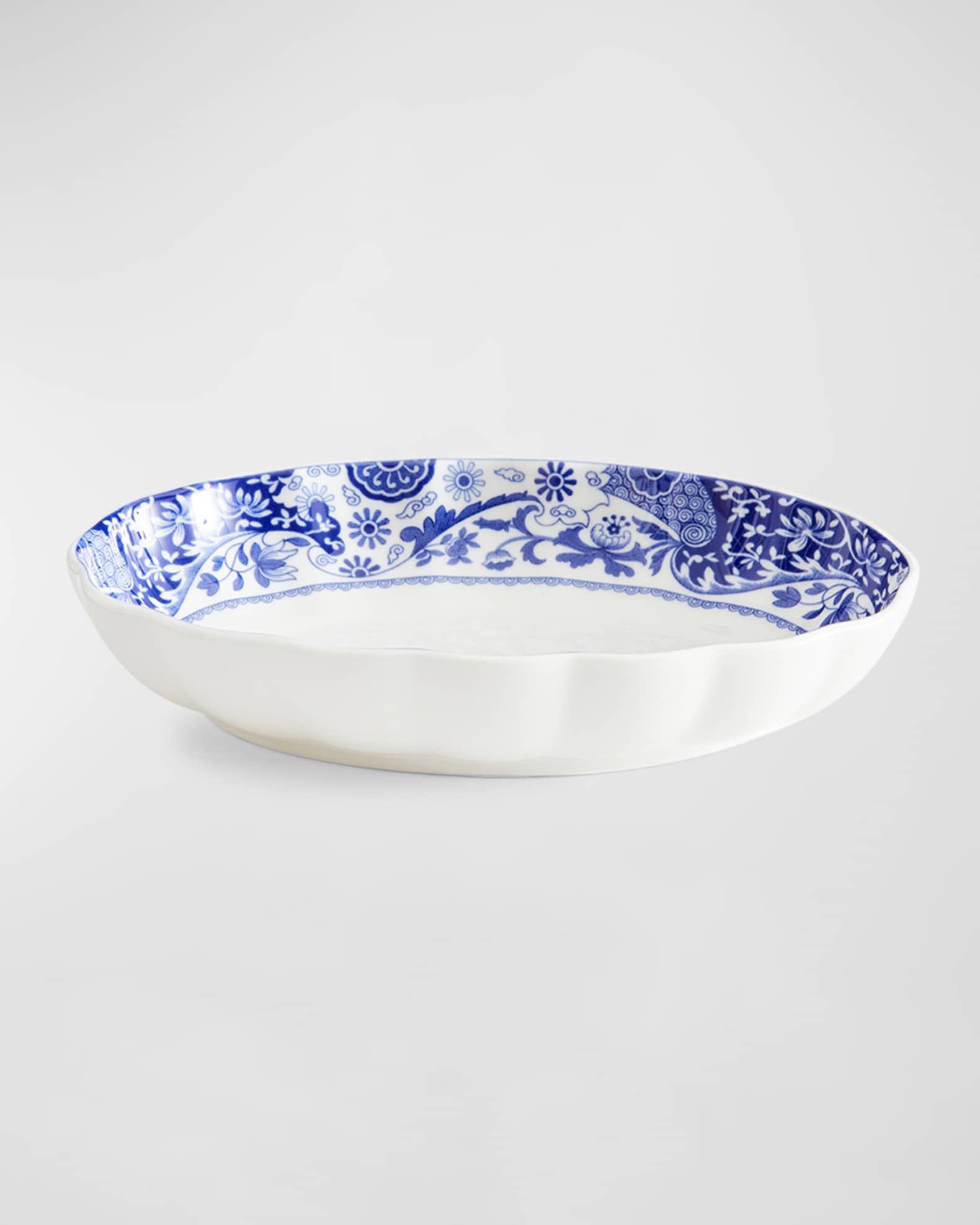 Spode Blue Italian Brocato Oval Fluted Dish | Neiman Marcus