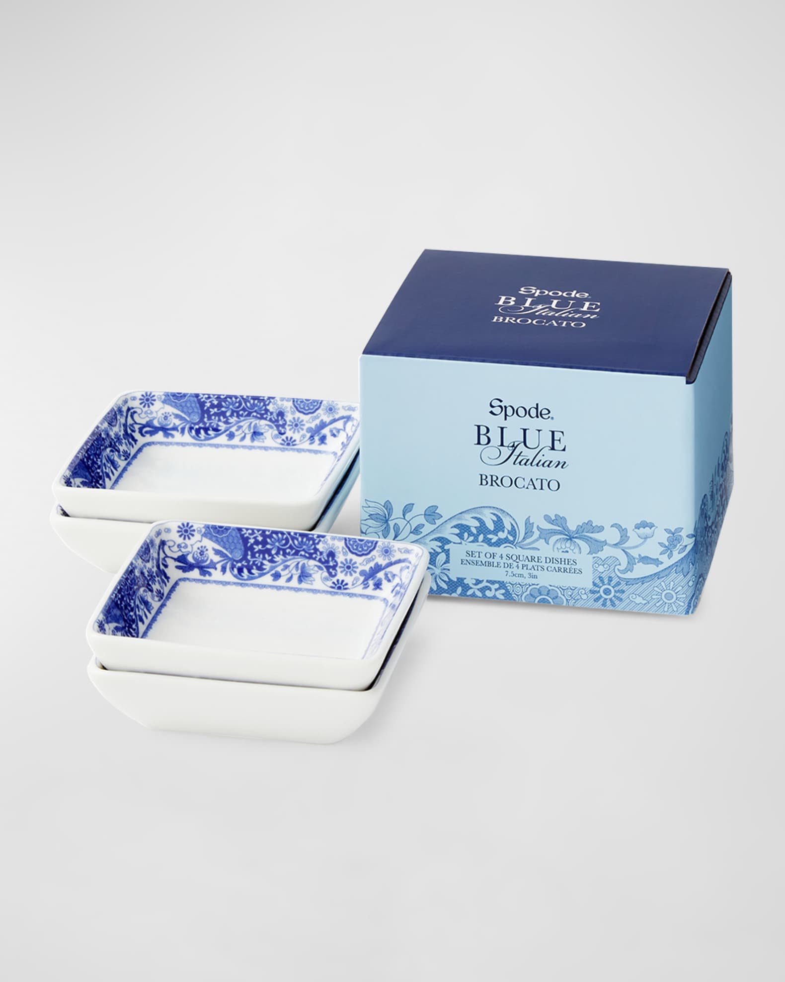 Spode Blue Italian Brocato Square Dipping Dishes, Set of 4 | Neiman Marcus