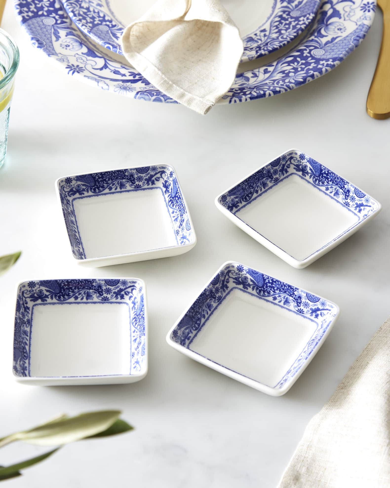 Spode Blue Italian Brocato Square Dipping Dishes, Set of 4 | Neiman Marcus