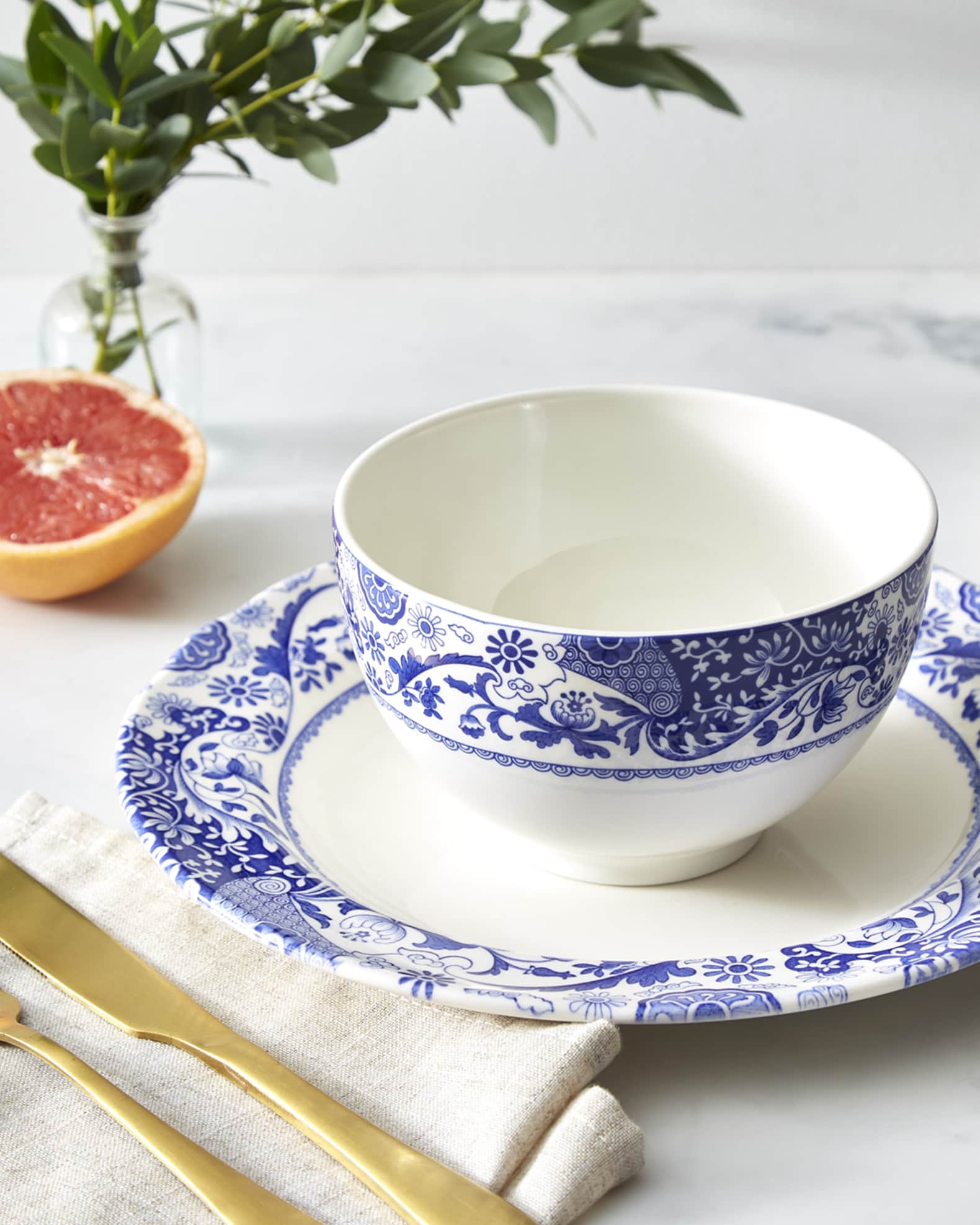 Spode Blue Italian Brocato 6" Rice Bowls, Set of 4 | Neiman Marcus