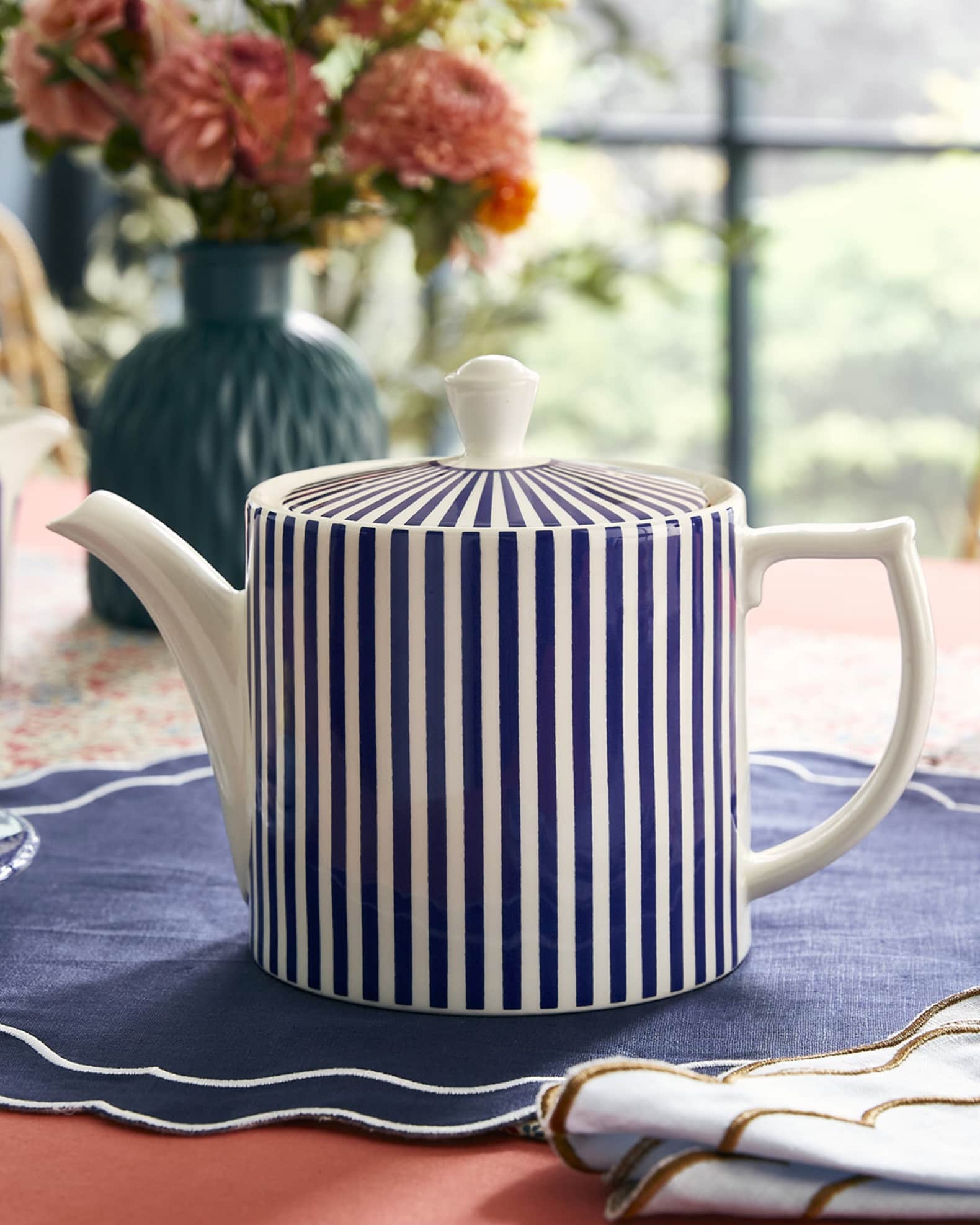 Spode Blue Italian Steccato Teapot | Neiman Marcus