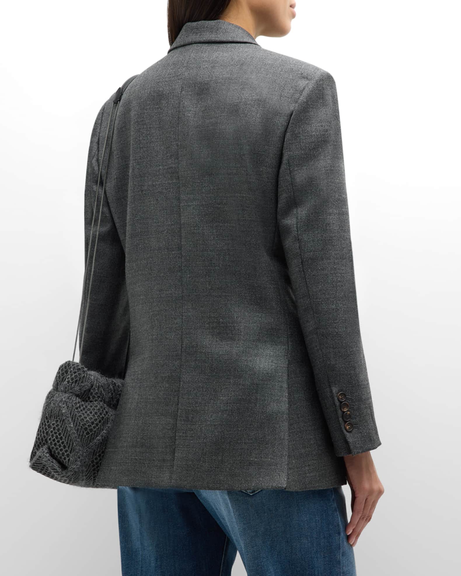 Brunello Cucinelli Monili Floral Crest Single-Breasted Canvas Wool ...