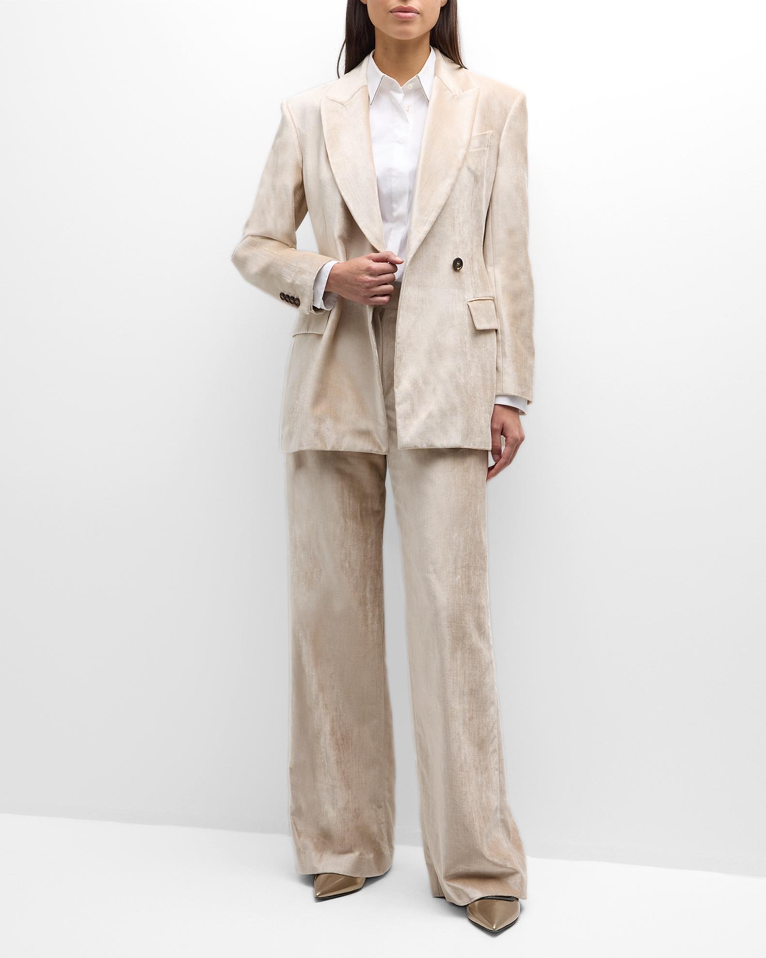 Brunello Cucinelli Sleek Velvet Asymmetric Button Jacket | Neiman Marcus