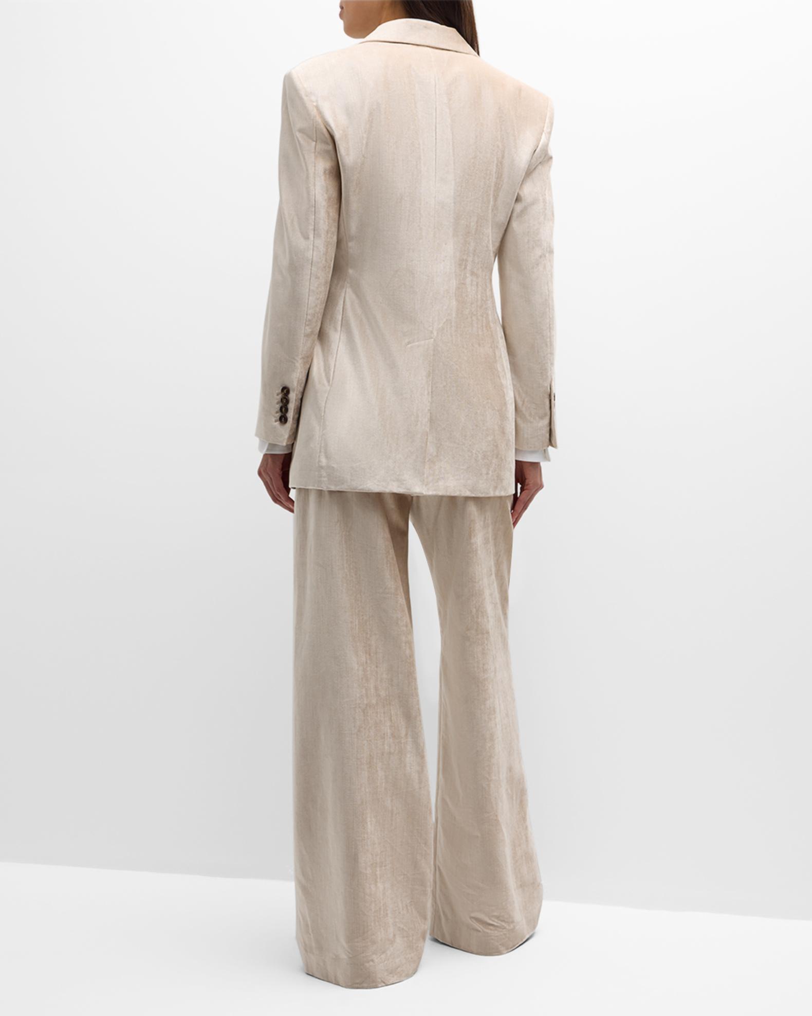 Brunello Cucinelli Sleek Velvet Asymmetric Button Jacket | Neiman Marcus