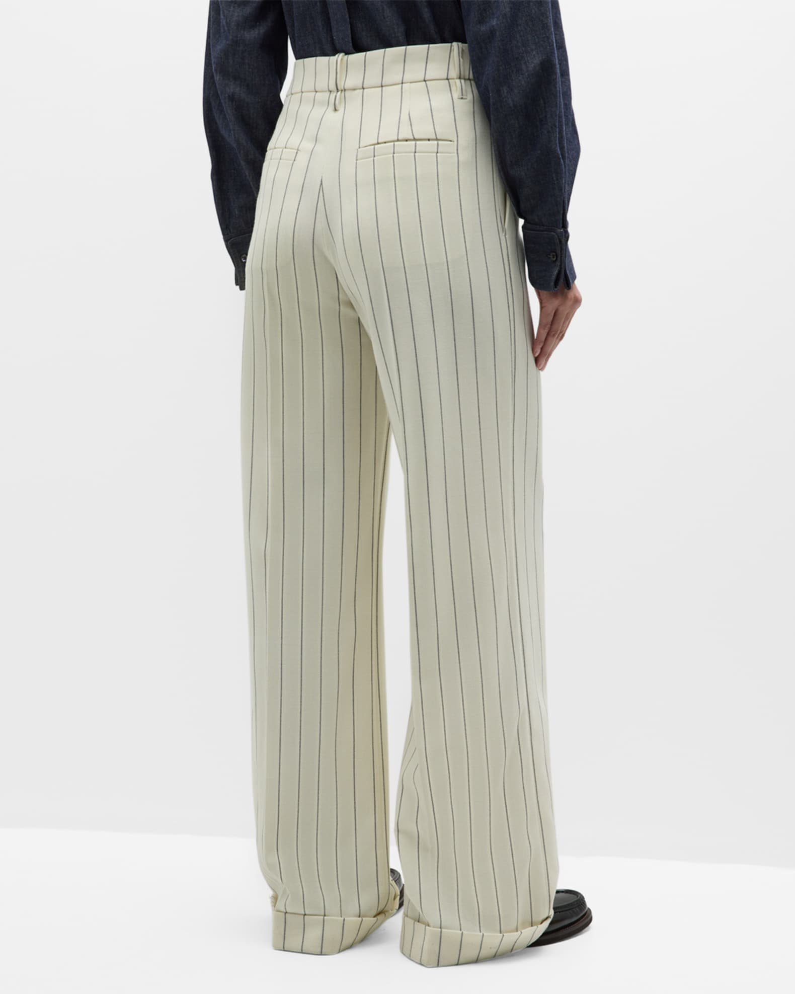 Brunello Cucinelli Pinstripe Panama Wool Straight-Leg Trousers | Neiman ...