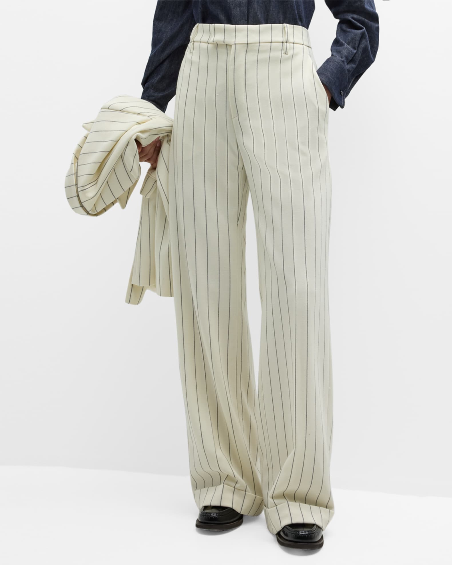 Brunello Cucinelli Pinstripe Panama Wool Straight-Leg Trousers | Neiman ...