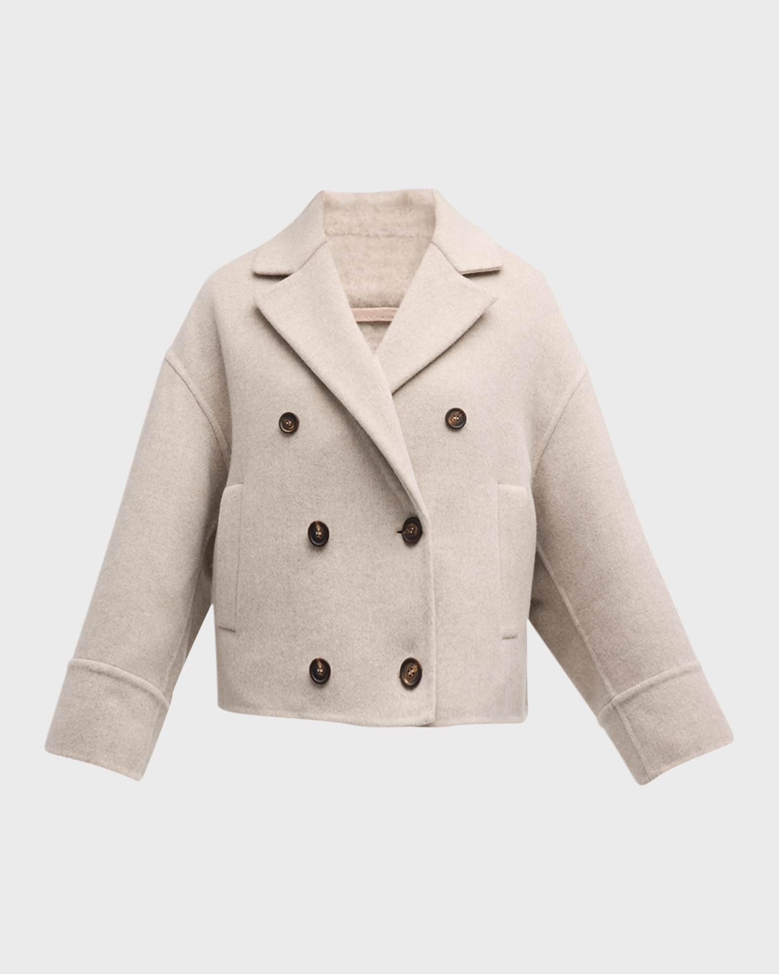 Brunello Cucinelli Couture Wool Short Peacoat | Neiman Marcus