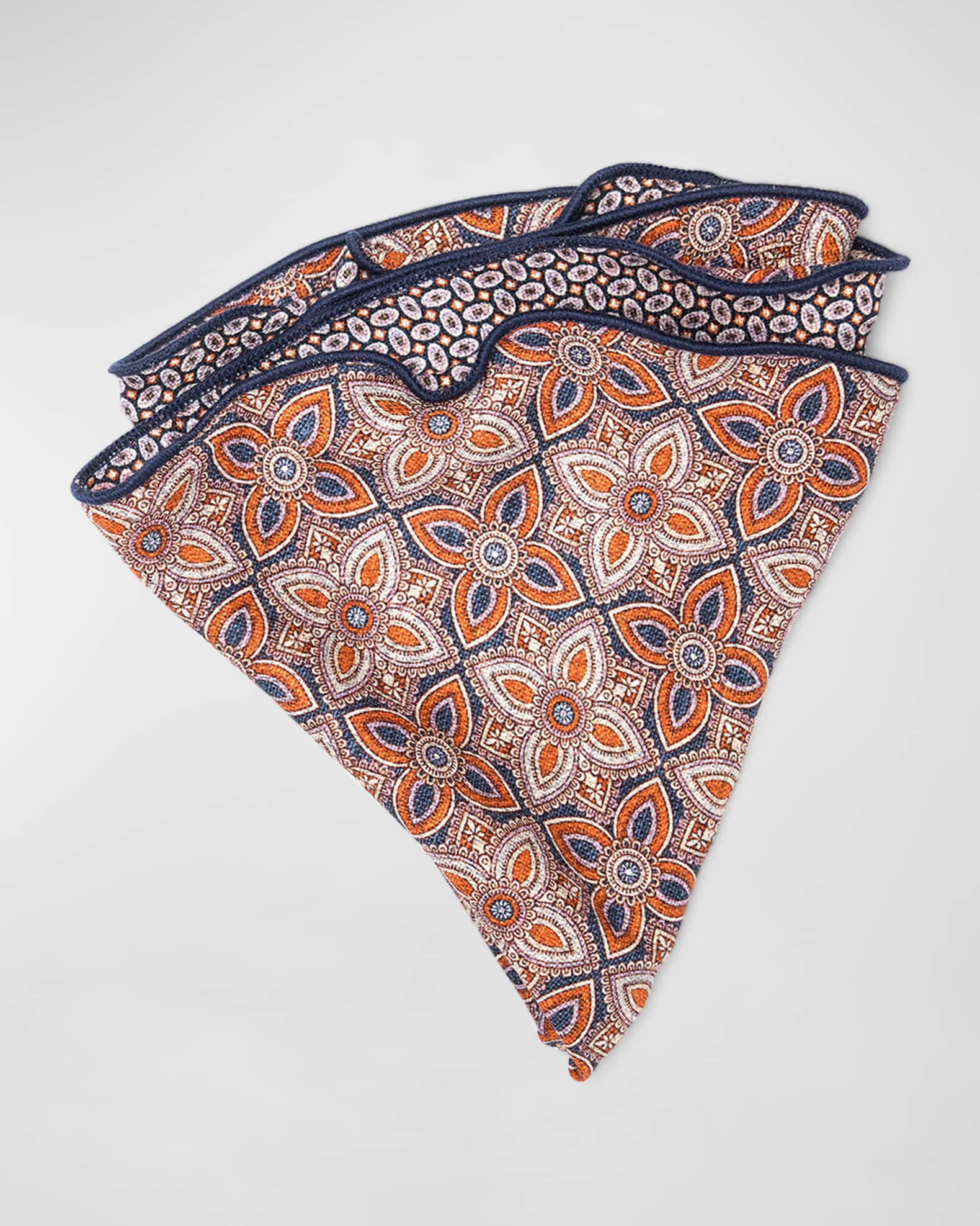 Edward Armah Men's Silk Reversible Geometric-Paisley Pocket Circle ...