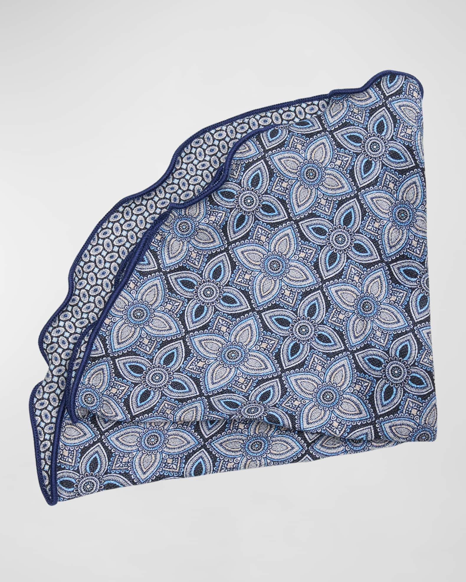 Edward Armah Men's Silk Reversible Geometric-Paisley Pocket Circle ...