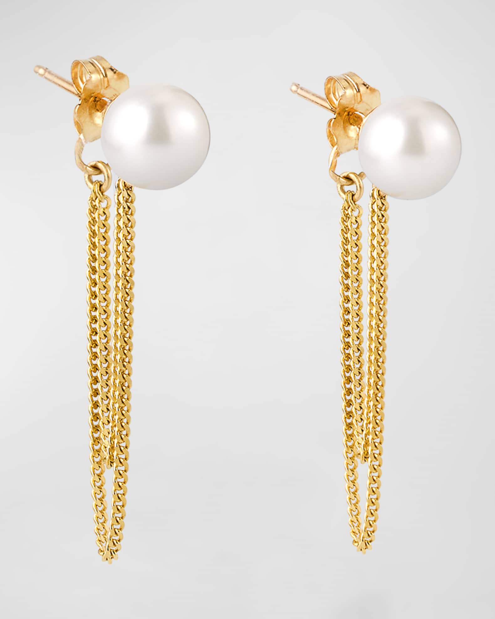 POPPY FINCH Double-Chain Wrap Around Pearl Earrings | Neiman Marcus