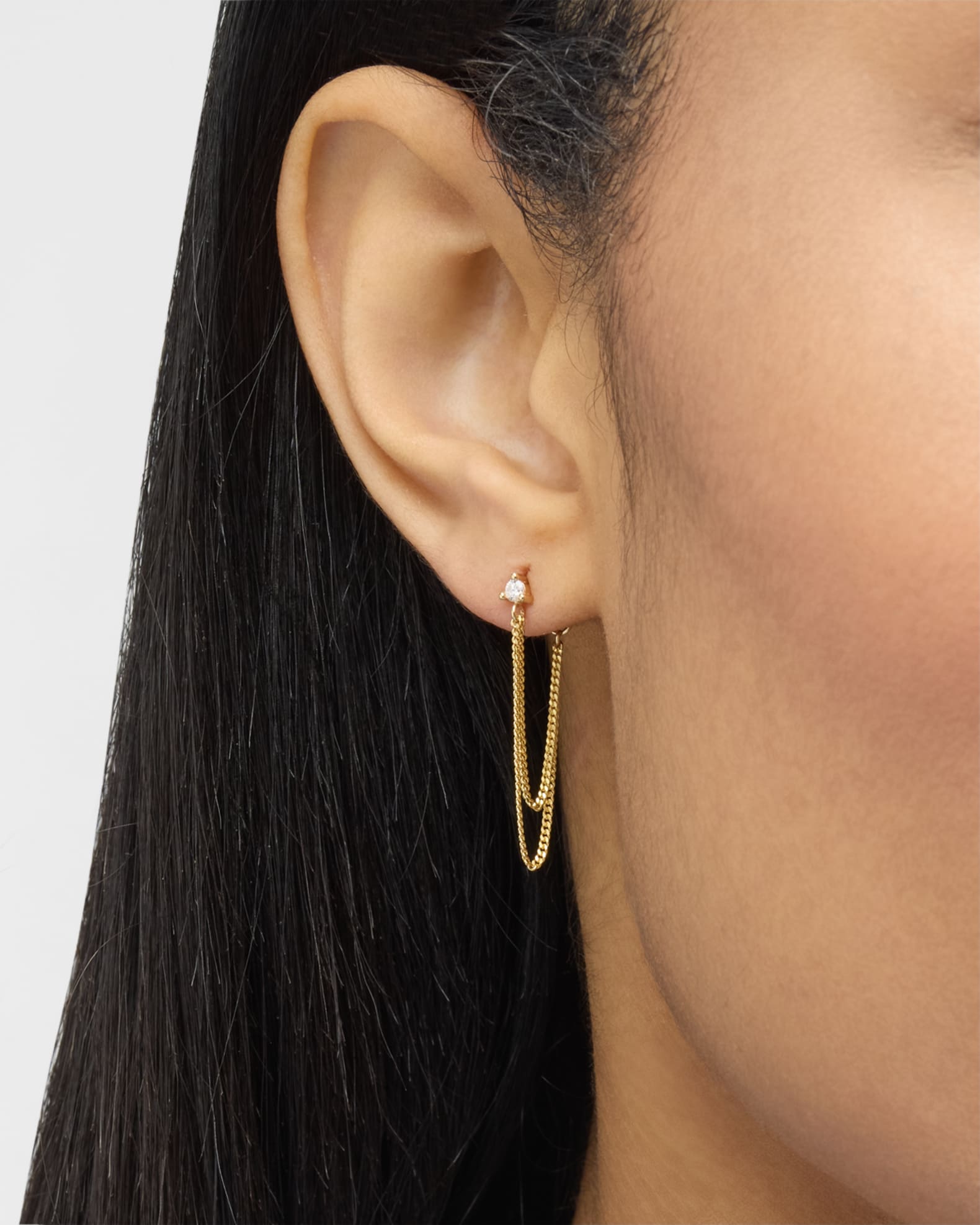 POPPY FINCH Double-Chain Wrap Around Diamond Earrings | Neiman Marcus