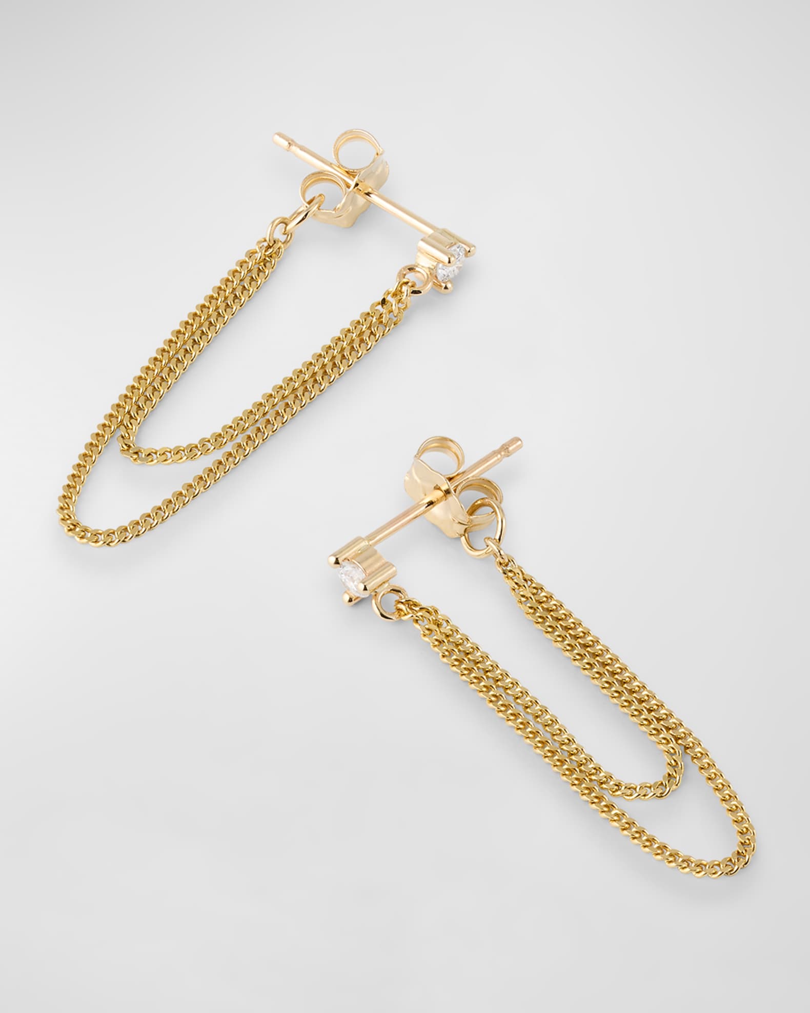 POPPY FINCH Double-Chain Wrap Around Diamond Earrings | Neiman Marcus