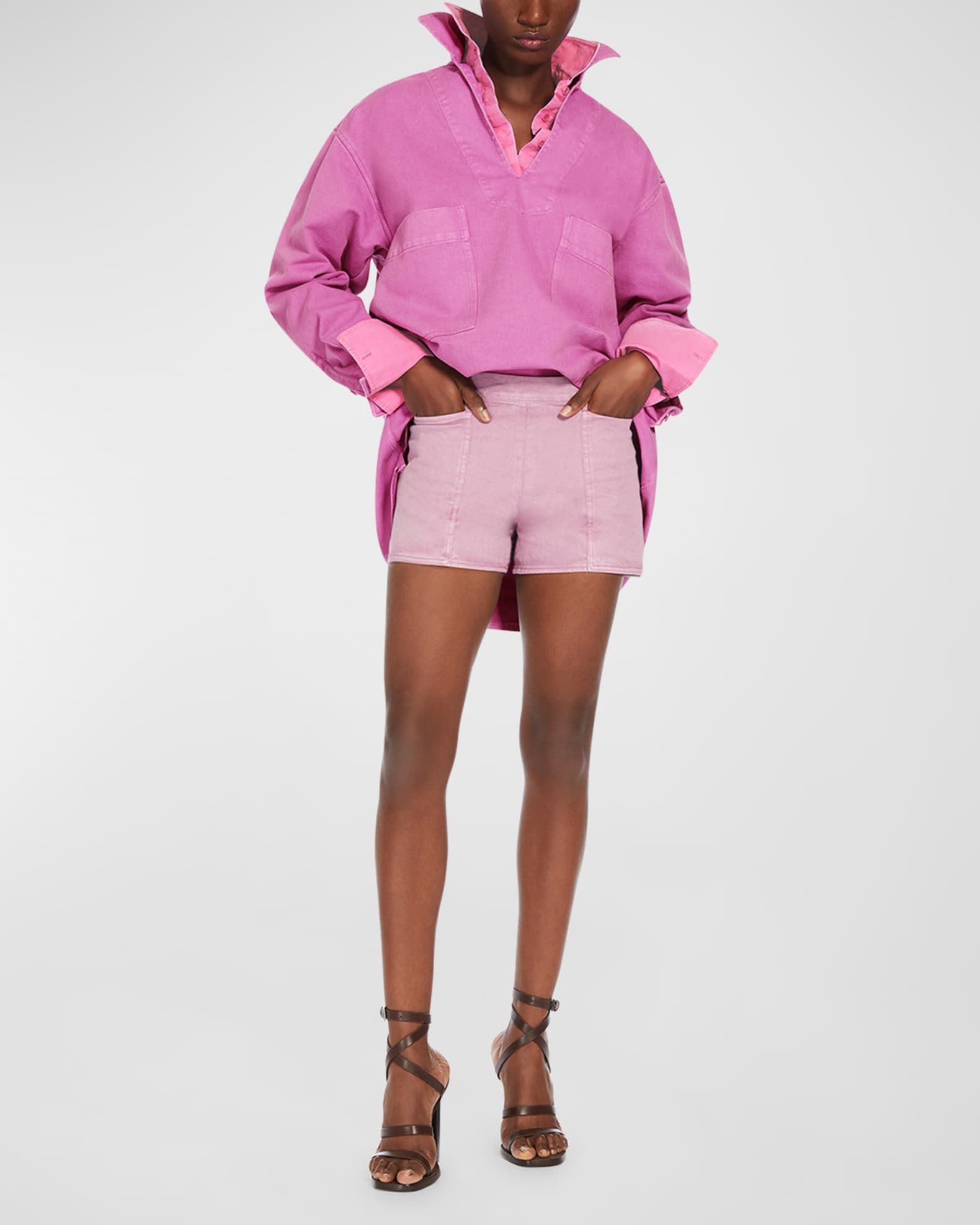 Max Mara Alibi Mid-Rise Denim Hot Shorts | Neiman Marcus