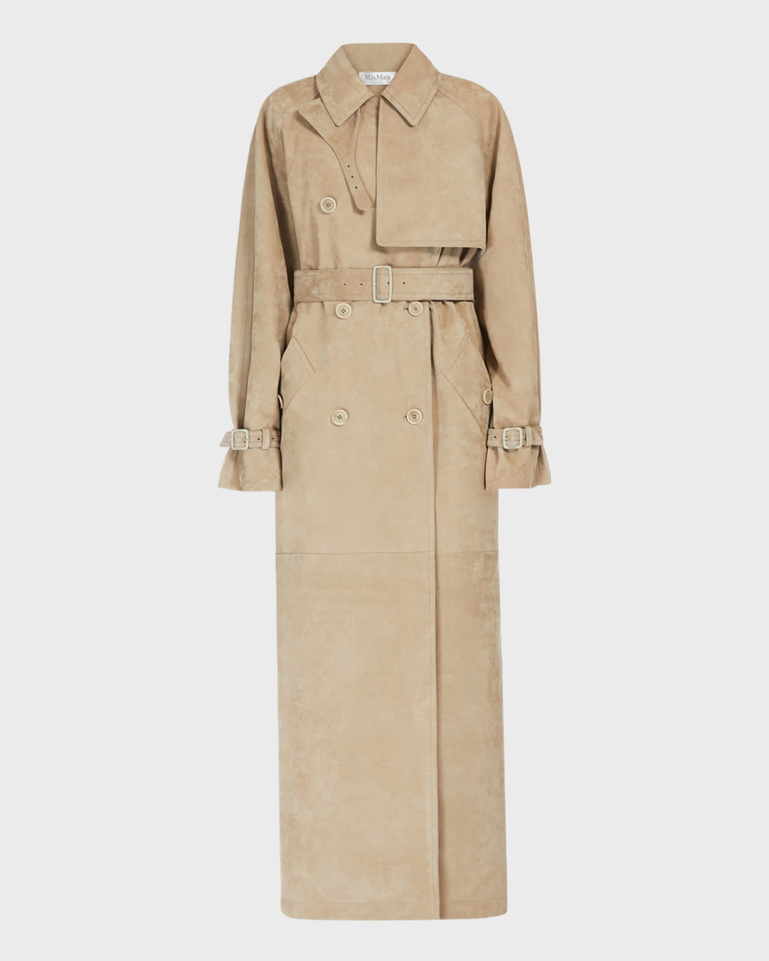 Max Mara Quinto Suede Belted Trench Coat | Neiman Marcus
