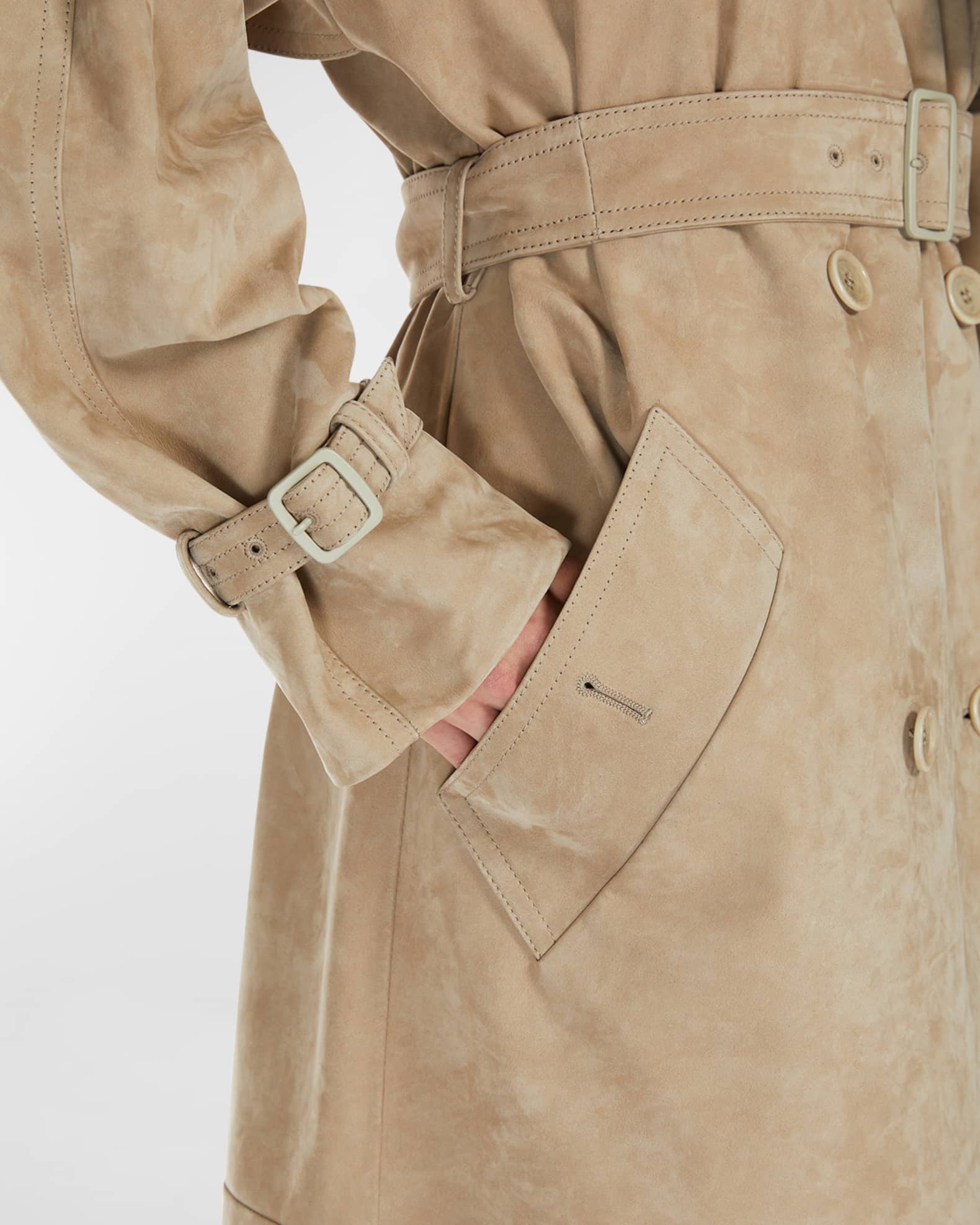 Max Mara Quinto Suede Belted Trench Coat | Neiman Marcus