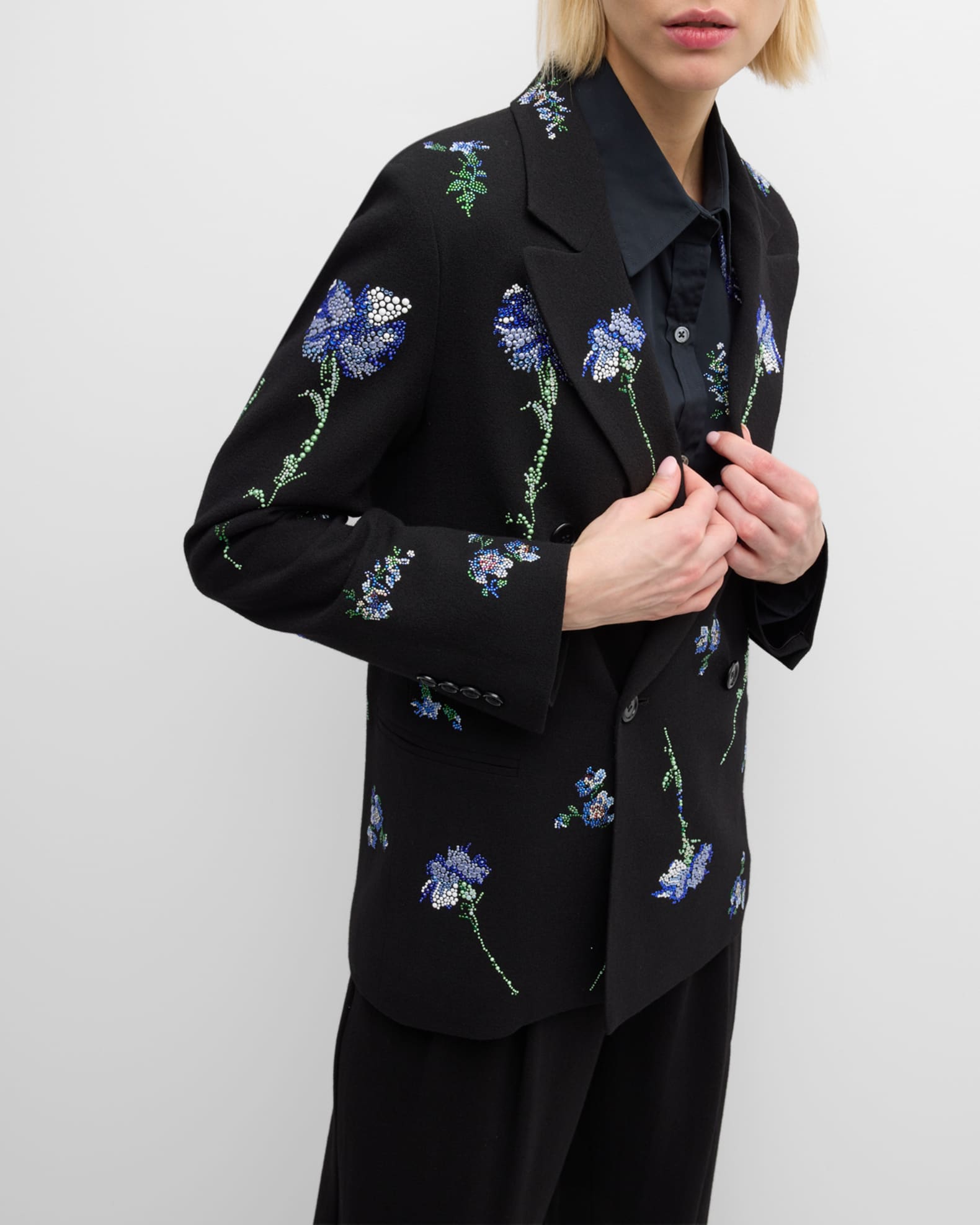 Libertine Cecil Beaton Carnation Embellished Double-Breasted Jacket | Neiman Marcus