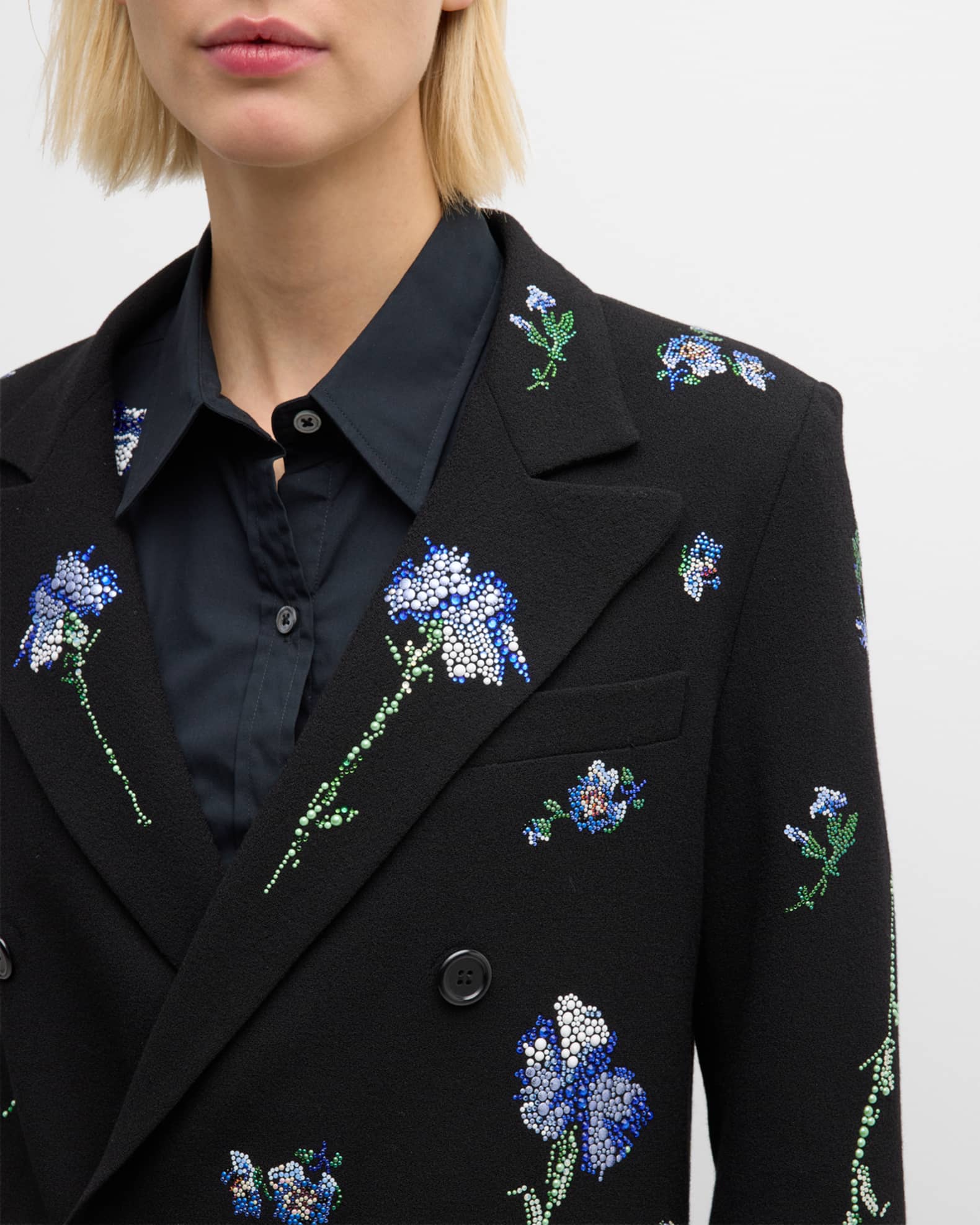 Libertine Cecil Beaton Carnation Embellished Double-Breasted Jacket | Neiman Marcus