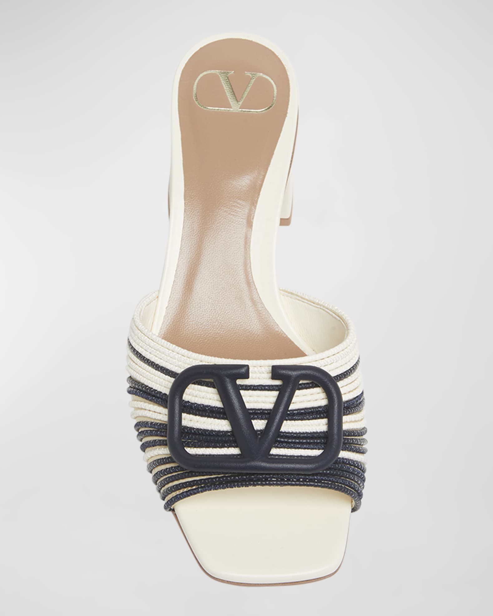 Valentino Garavani VLogo Bicolor Multi-Strap Slide Sandals | Neiman Marcus