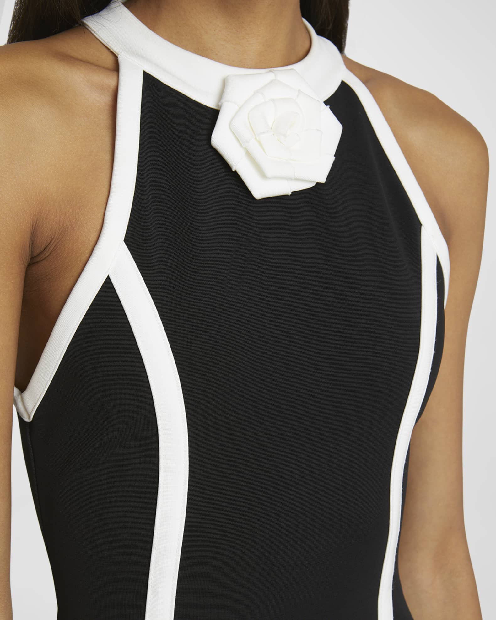 Balmain Rose-Applique Halter Mini Dress | Neiman Marcus