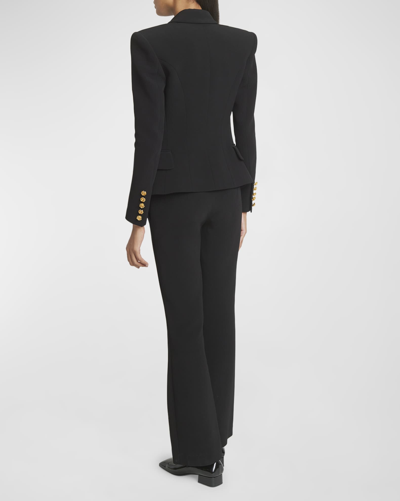 Balmain 6-Button Contrast Satin Lapel Jacket | Neiman Marcus