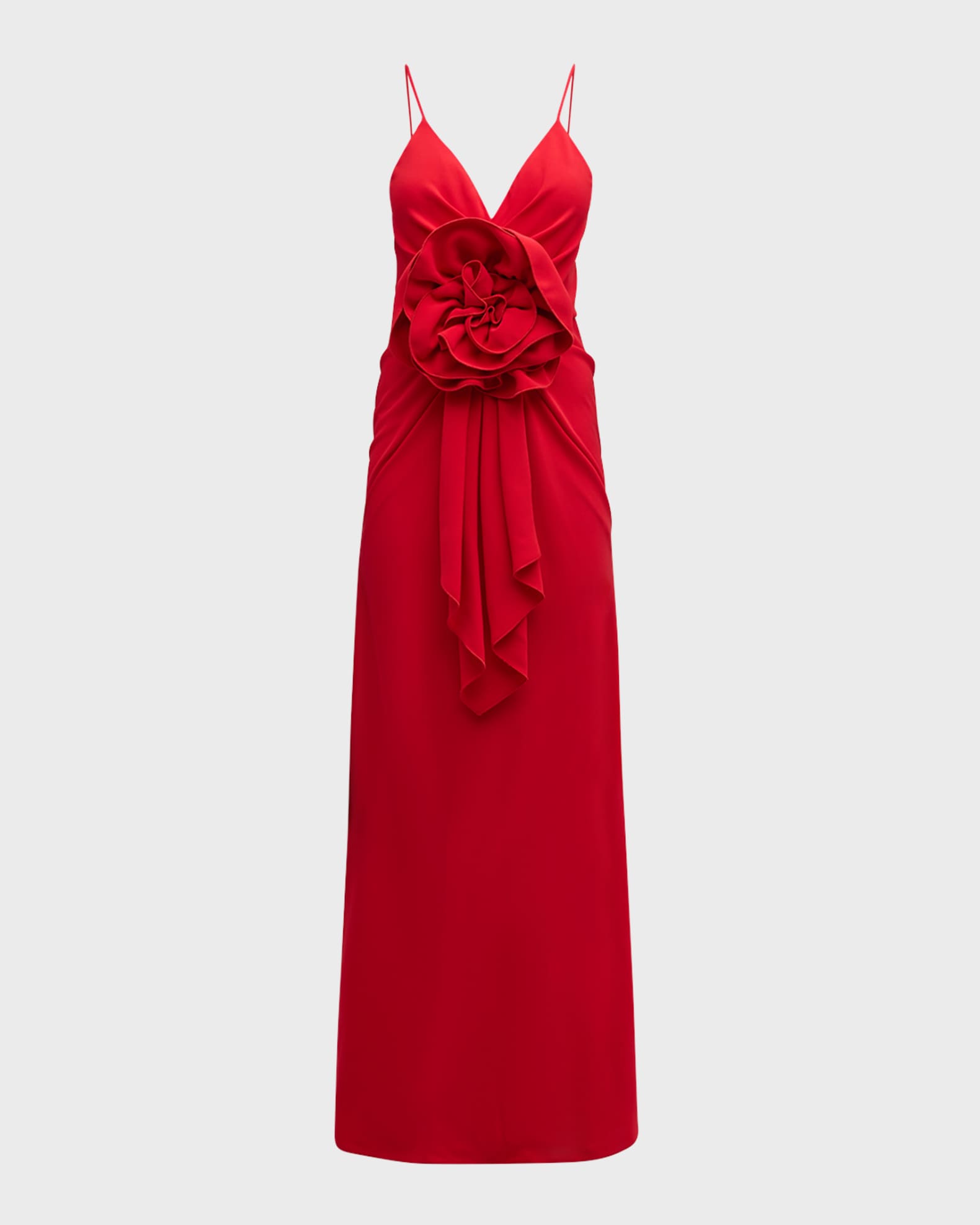 Balmain Rose Plunging Sleeveless Draped Maxi Dress | Neiman Marcus
