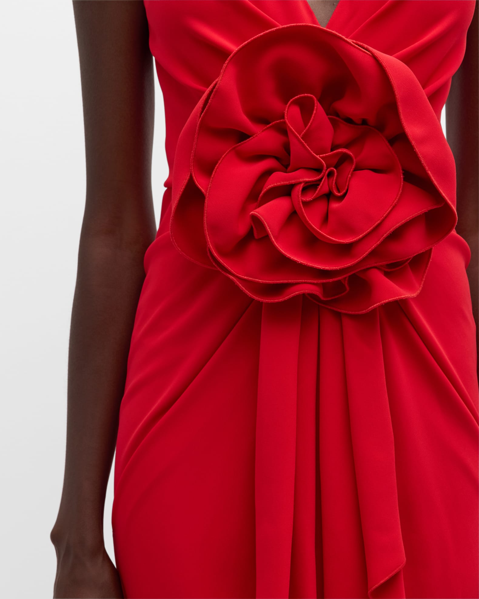 Balmain Rose Plunging Sleeveless Draped Maxi Dress | Neiman Marcus