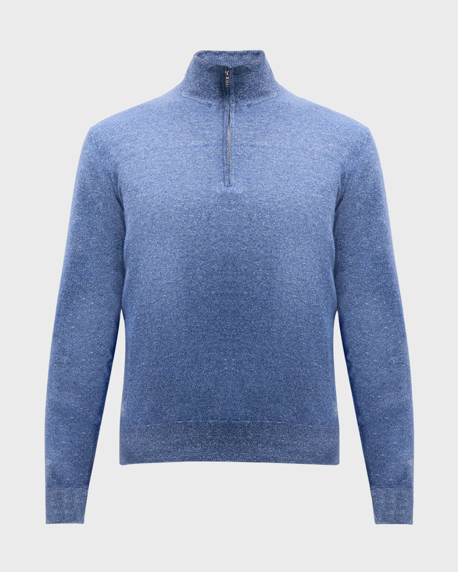 Fioroni Men's Cashmere-Linen Melange Quarter-Zip Sweater | Neiman Marcus