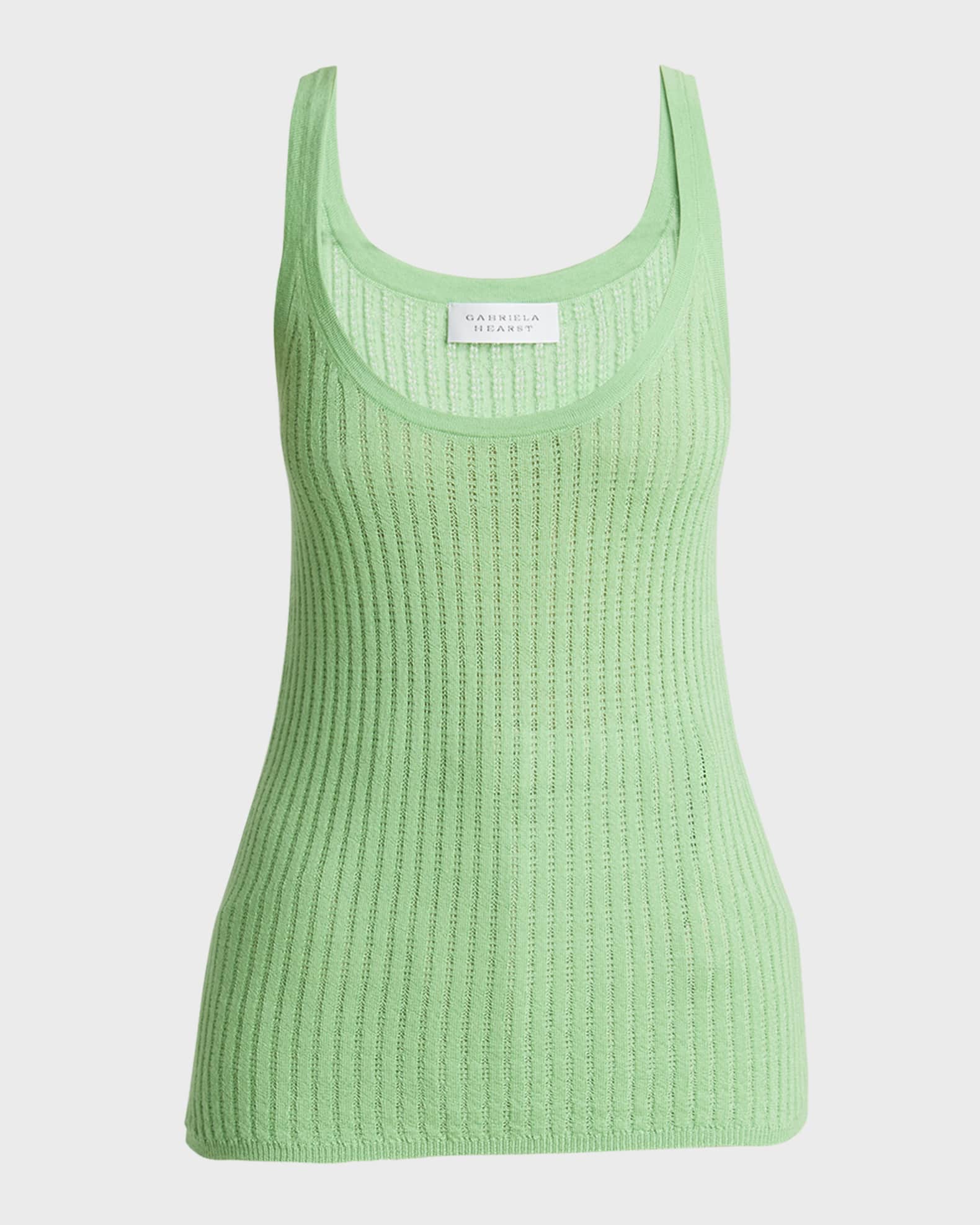 Gabriela Hearst Nevin Cashmere Pointelle Rib Knit Tank Top | Neiman Marcus