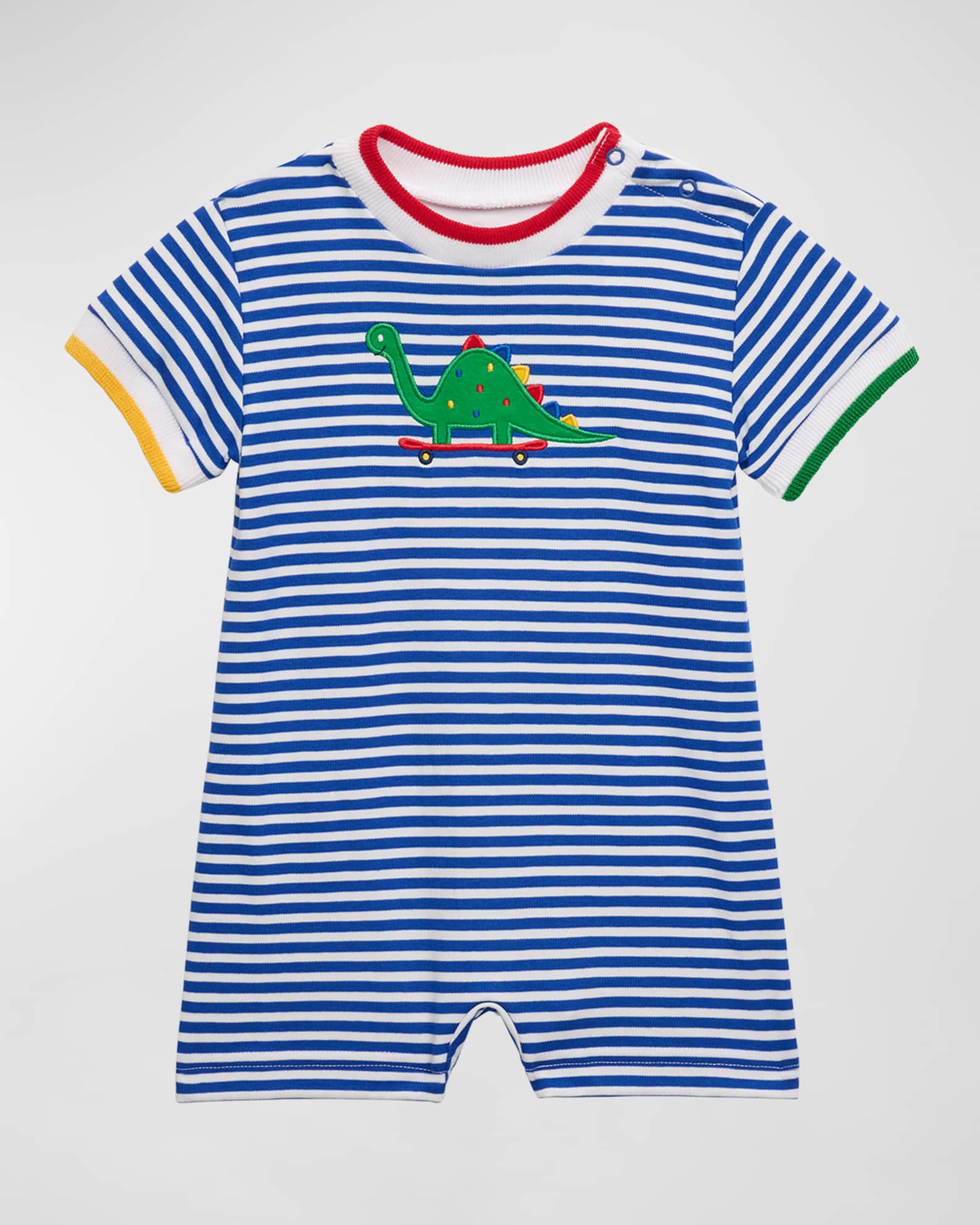 Florence Eiseman Boy's Dino Embroidered Stripe Knit Shortall, Size 3M ...