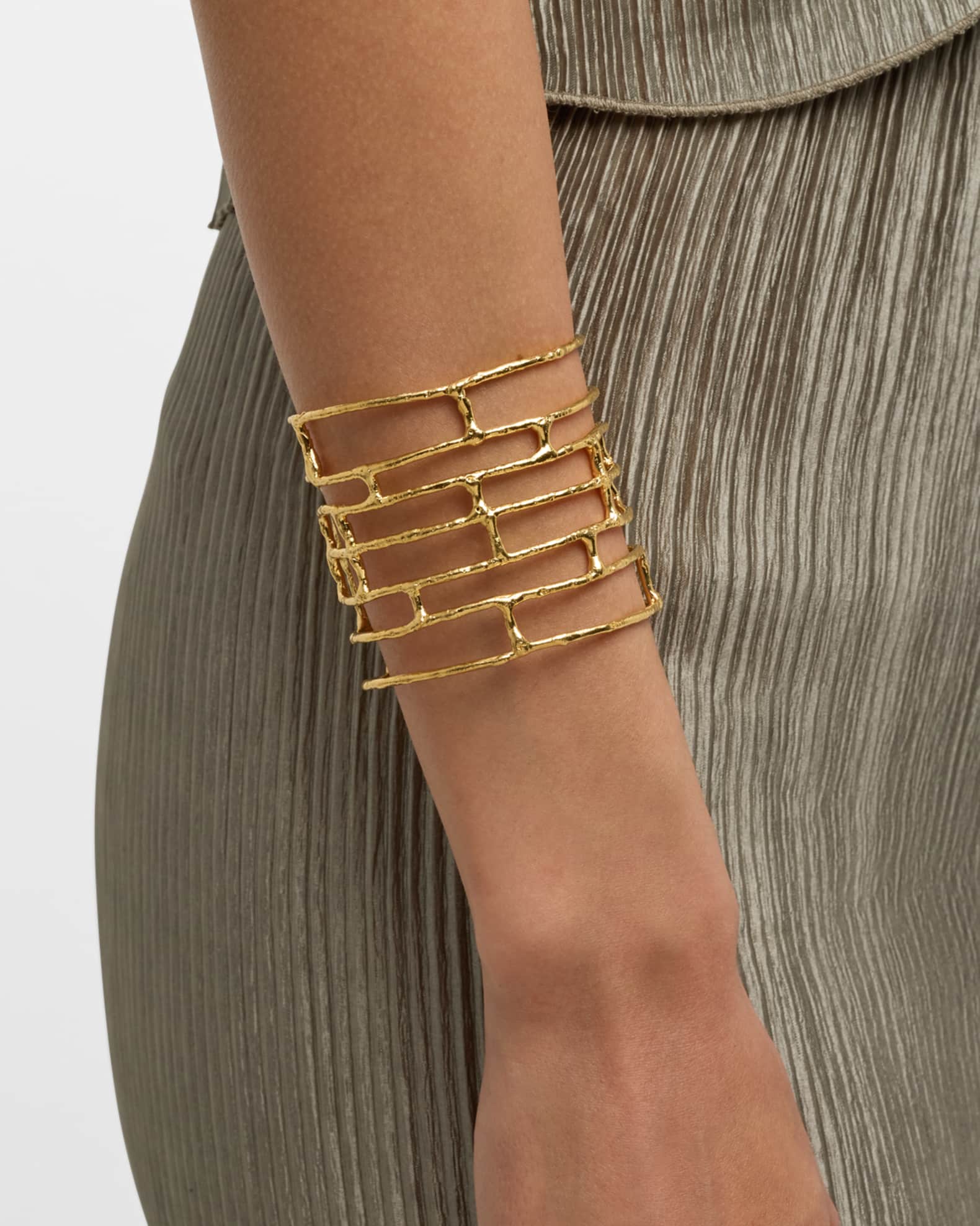 Devon Leigh Gold-Plated Open Bars Cuff Bracelet | Neiman Marcus