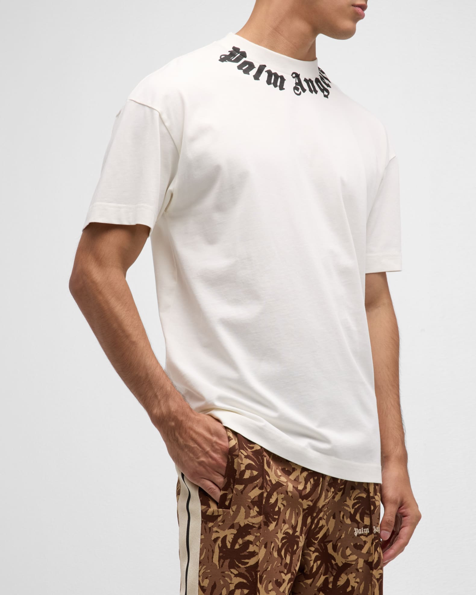 Palm Angels Men's Neck Logo T-Shirt | Neiman Marcus