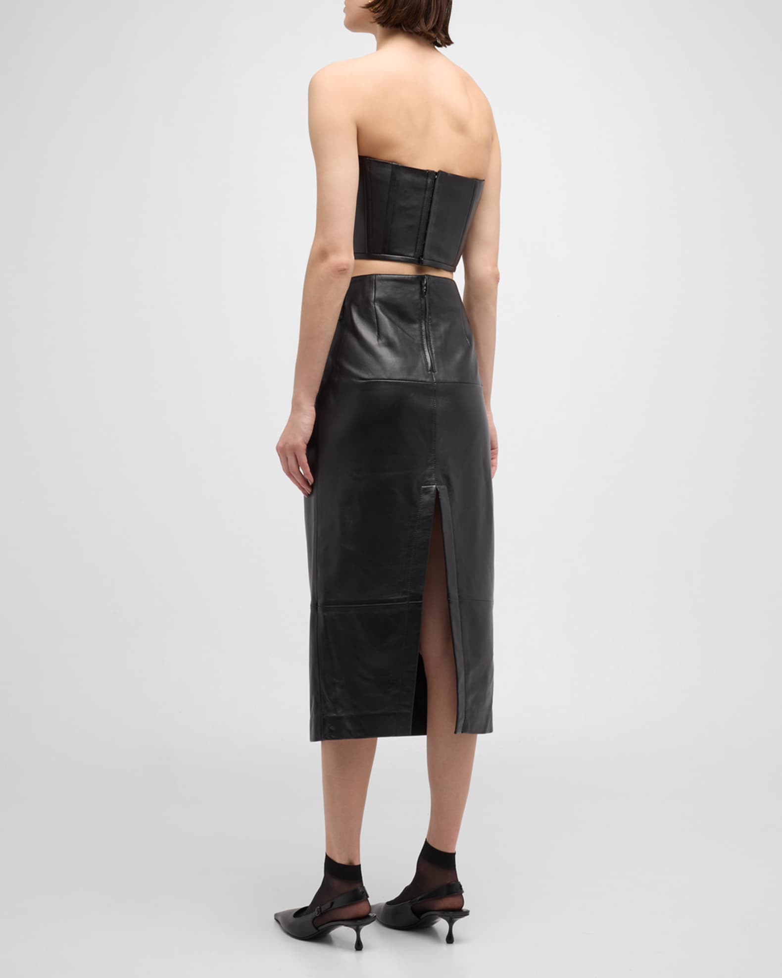 Marc Jacobs Strapless Leather Crop Corset Top | Neiman Marcus