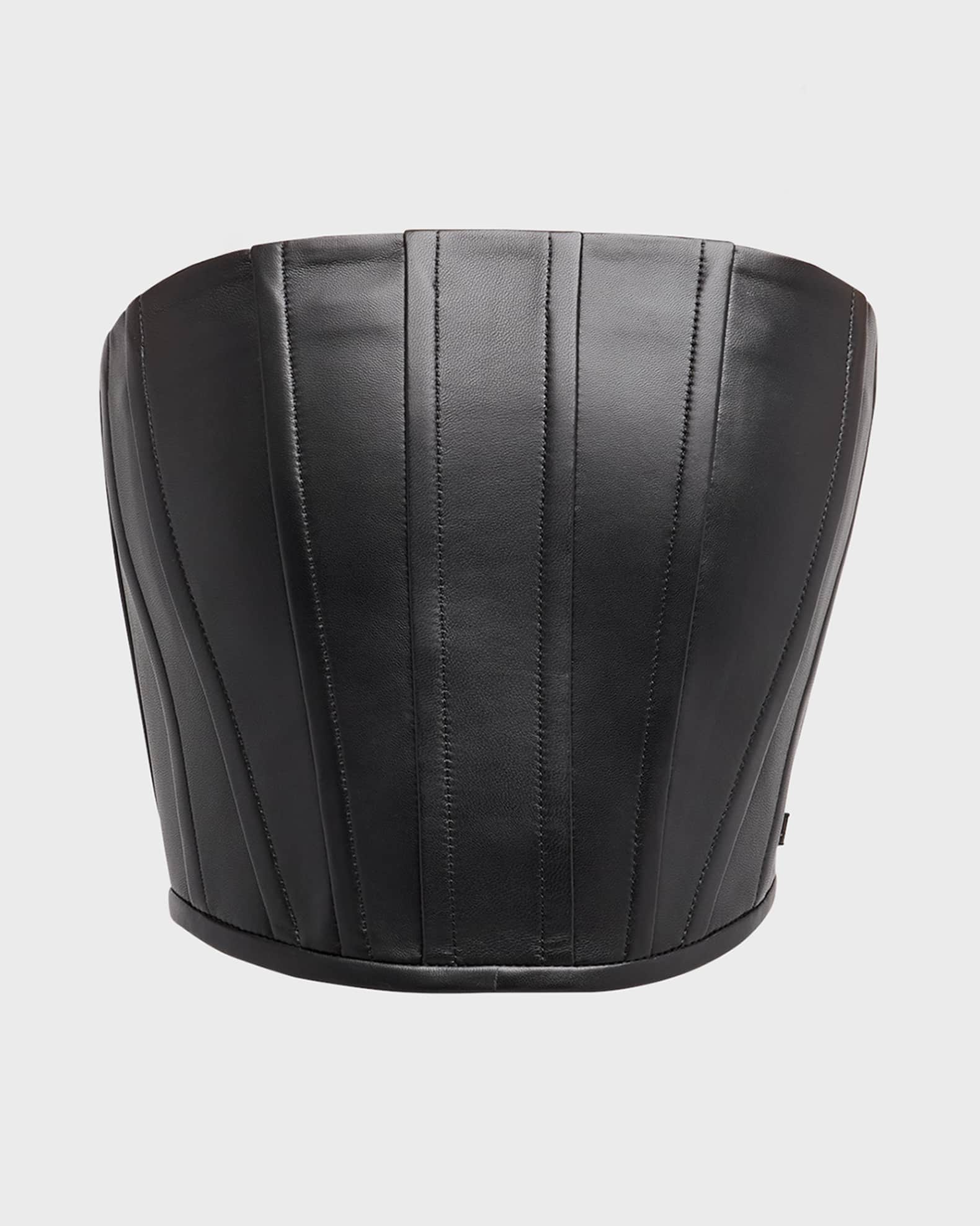 Marc Jacobs Strapless Leather Crop Corset Top | Neiman Marcus