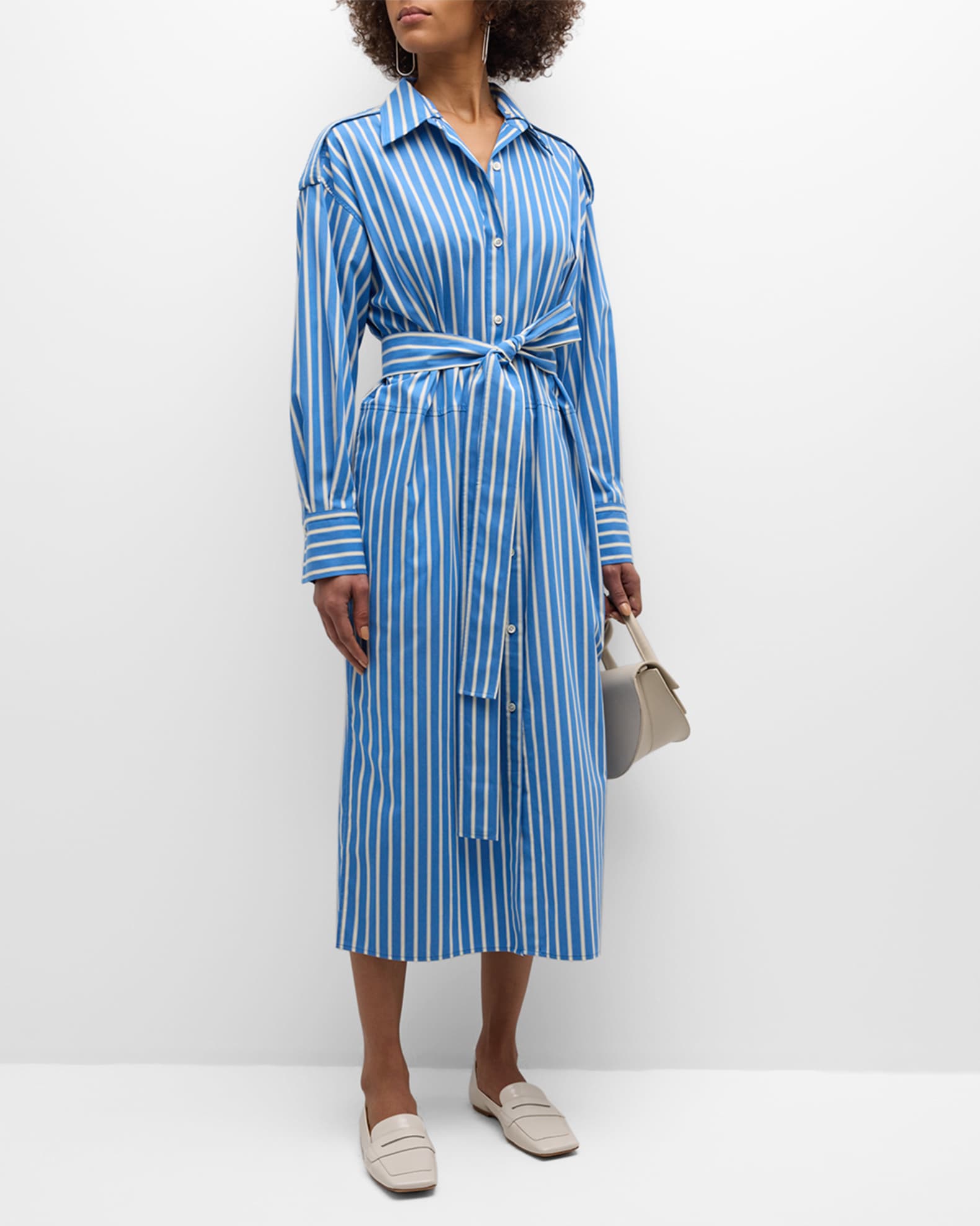 Oroton Striped Cotton Poplin Midi Shirtdress | Neiman Marcus