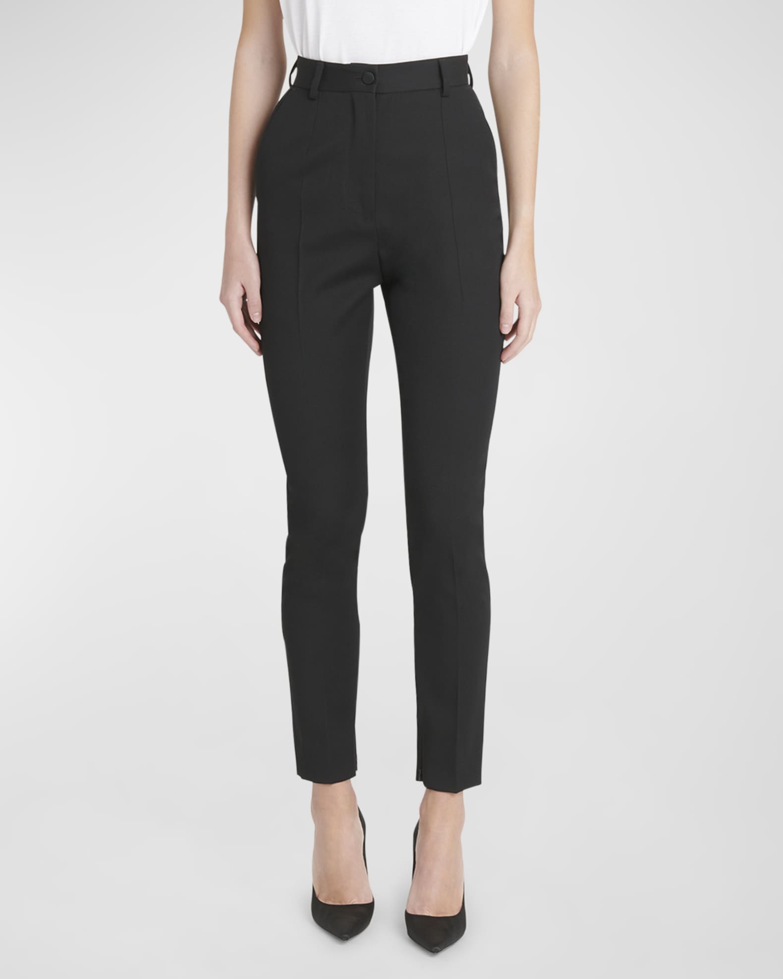 Dolce&Gabbana Lana Straight-Leg Gabardine Pants | Neiman Marcus