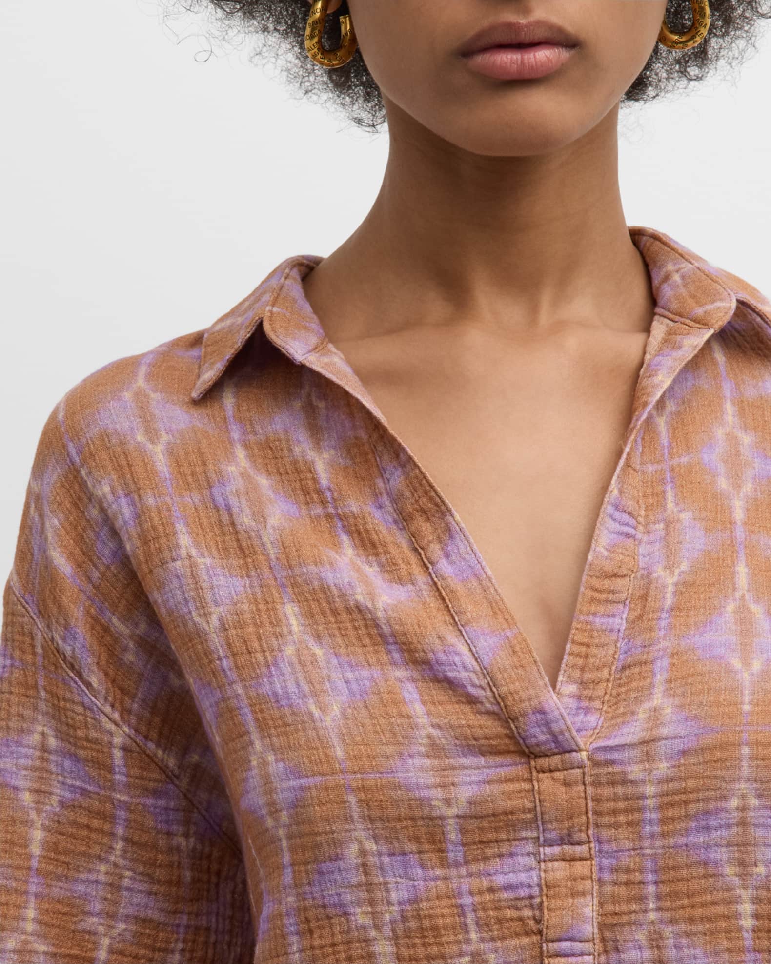 Xirena Decker Abstract-Print Cotton Gauze Top | Neiman Marcus