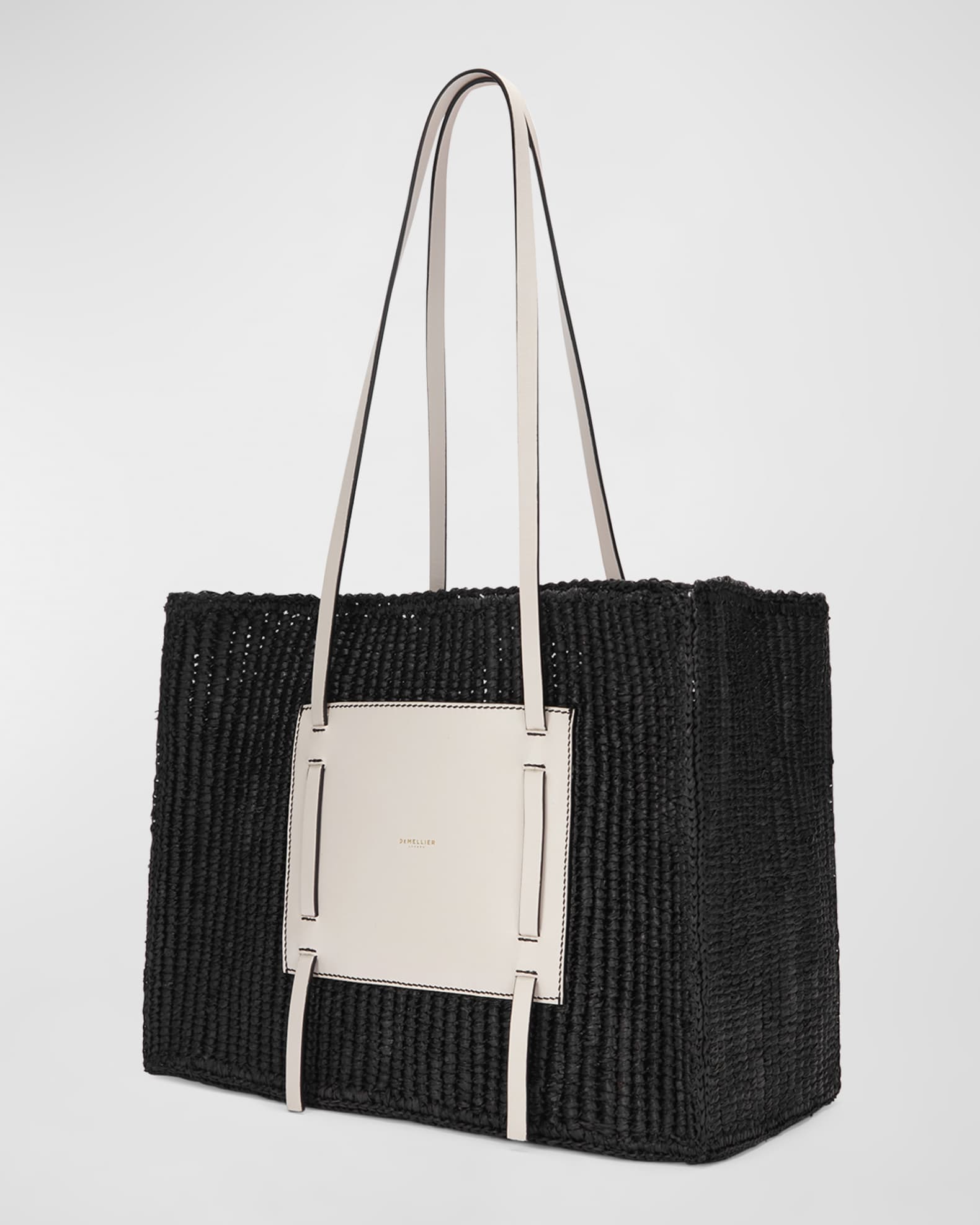 DeMellier The Capri Raffia & Leather Tote Bag | Neiman Marcus