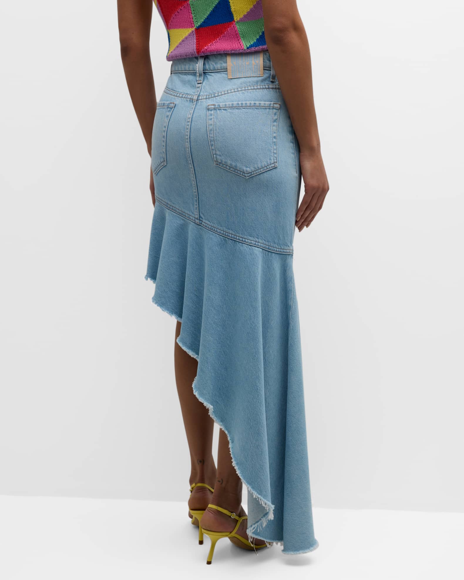 MOTHER The Crinkle Cut Denim Skirt | Neiman Marcus