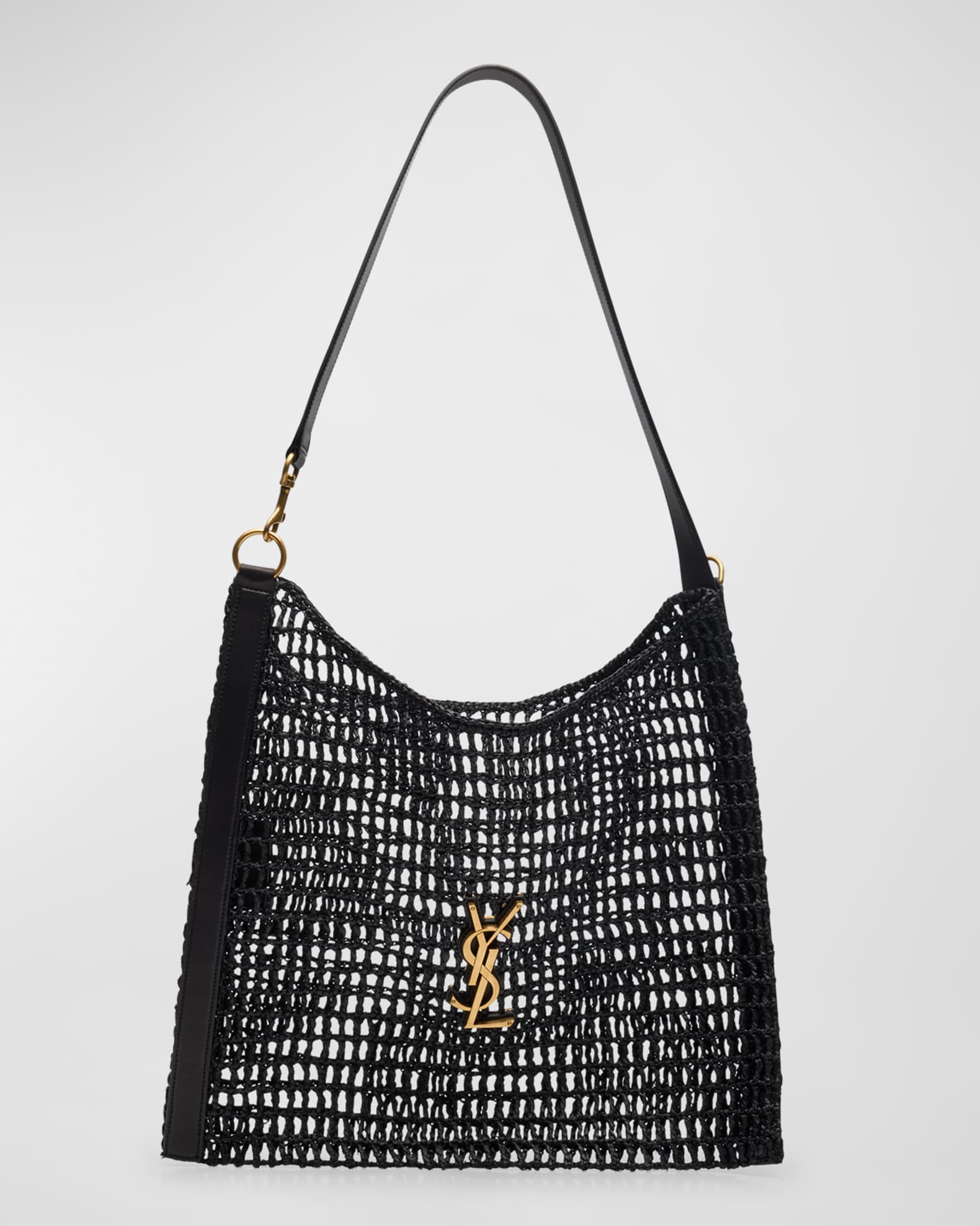 Saint Laurent Men's Xalis YSL Shoulder Bag in Raffia Macrame | Neiman ...
